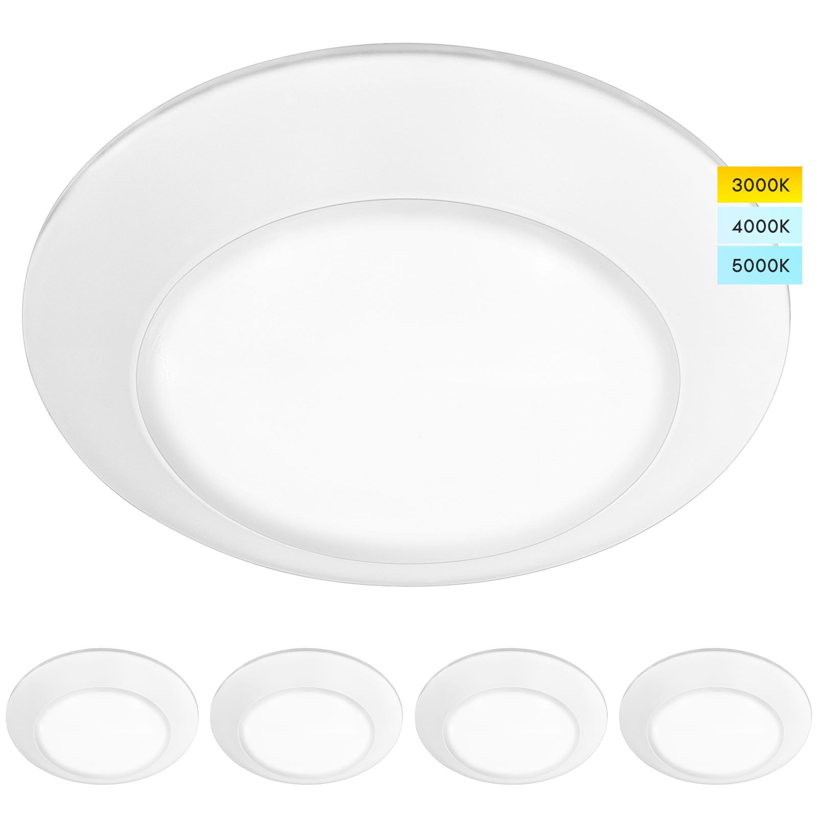 Luxrite 4 Inch LED Disk Light 10W 3 CCT Color Selectable Dimmable, 600 ...