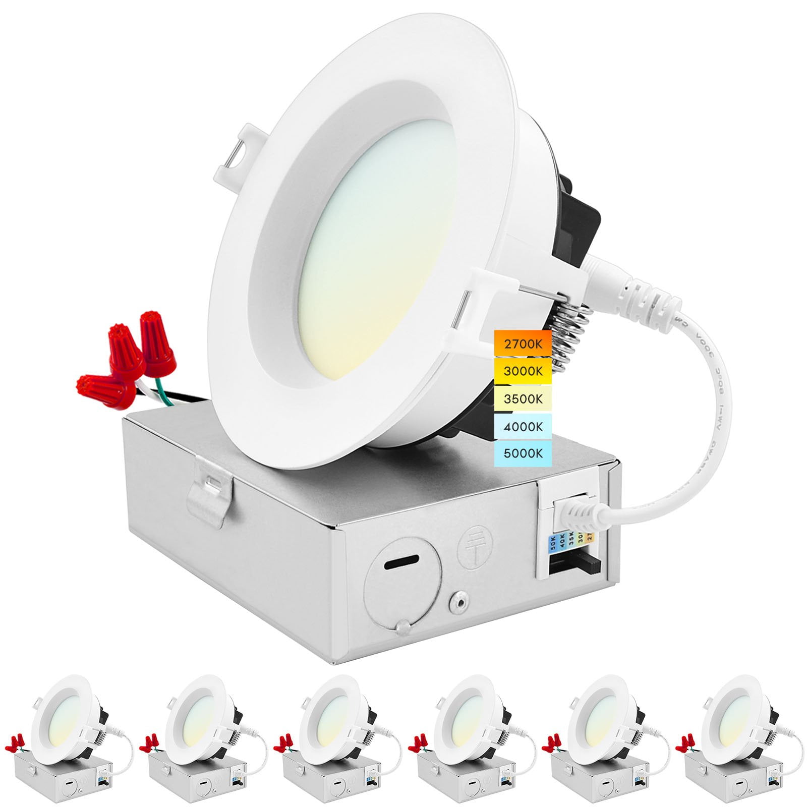 Luxrite 4 Inch LED Recessed Ceiling Light J-Box 15W 5 Color Selectable ...