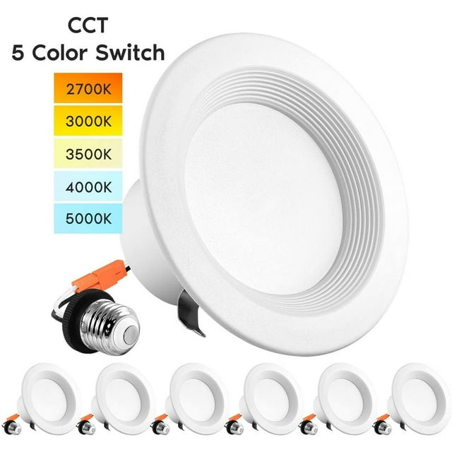 Luxrite 4" LED Recessed Can Lights, Color Selectable 2700K | 3000K ...