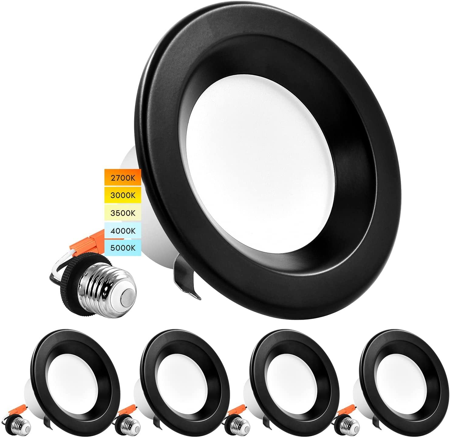 Luxrite 4 inch LED Recessed Can Lights 10W=60W 5 Color Selectable ...