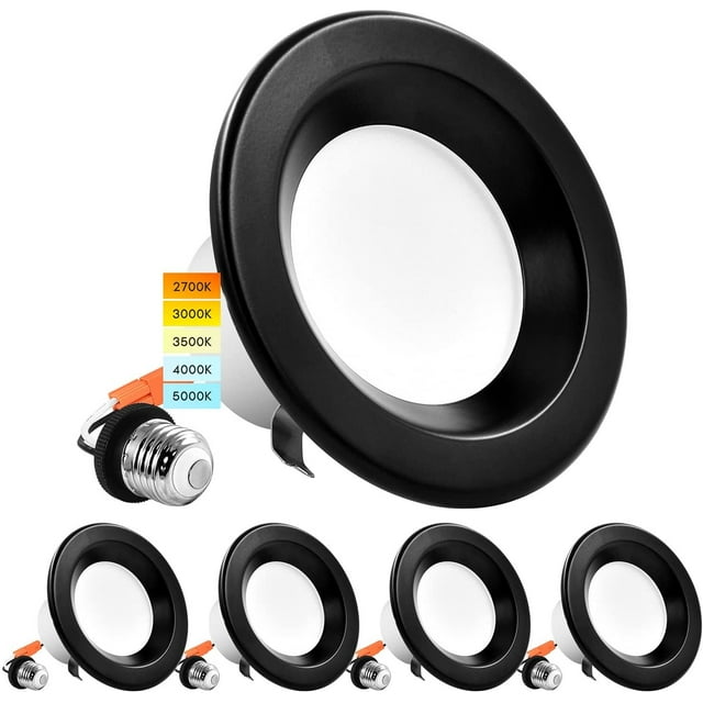 Luxrite 4 inch LED Recessed Can Lights 10W=60W 5 Color Selectable ...