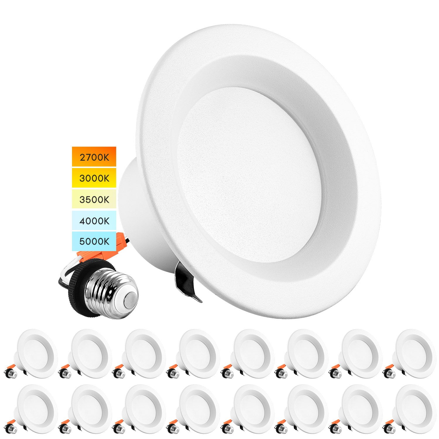 Luxrite 4 inch LED Recessed Can Lights, 5 Color Temperature Selectable ...