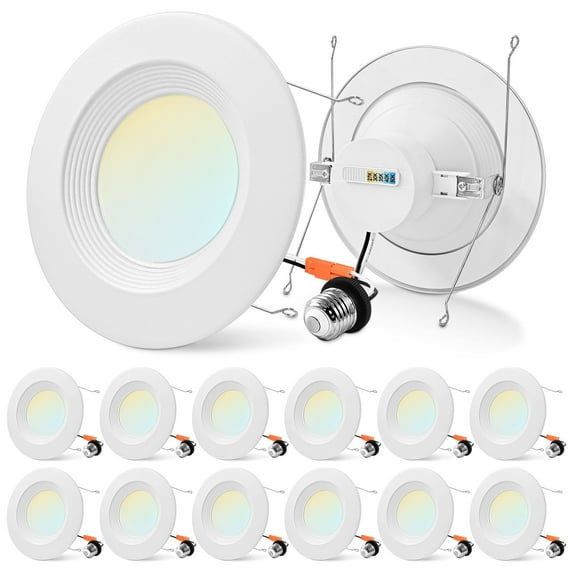 Luxrite 5/6" Retrofit LED Recessed Light, 17W=90W, 1500 Lumens, 5CCT ...
