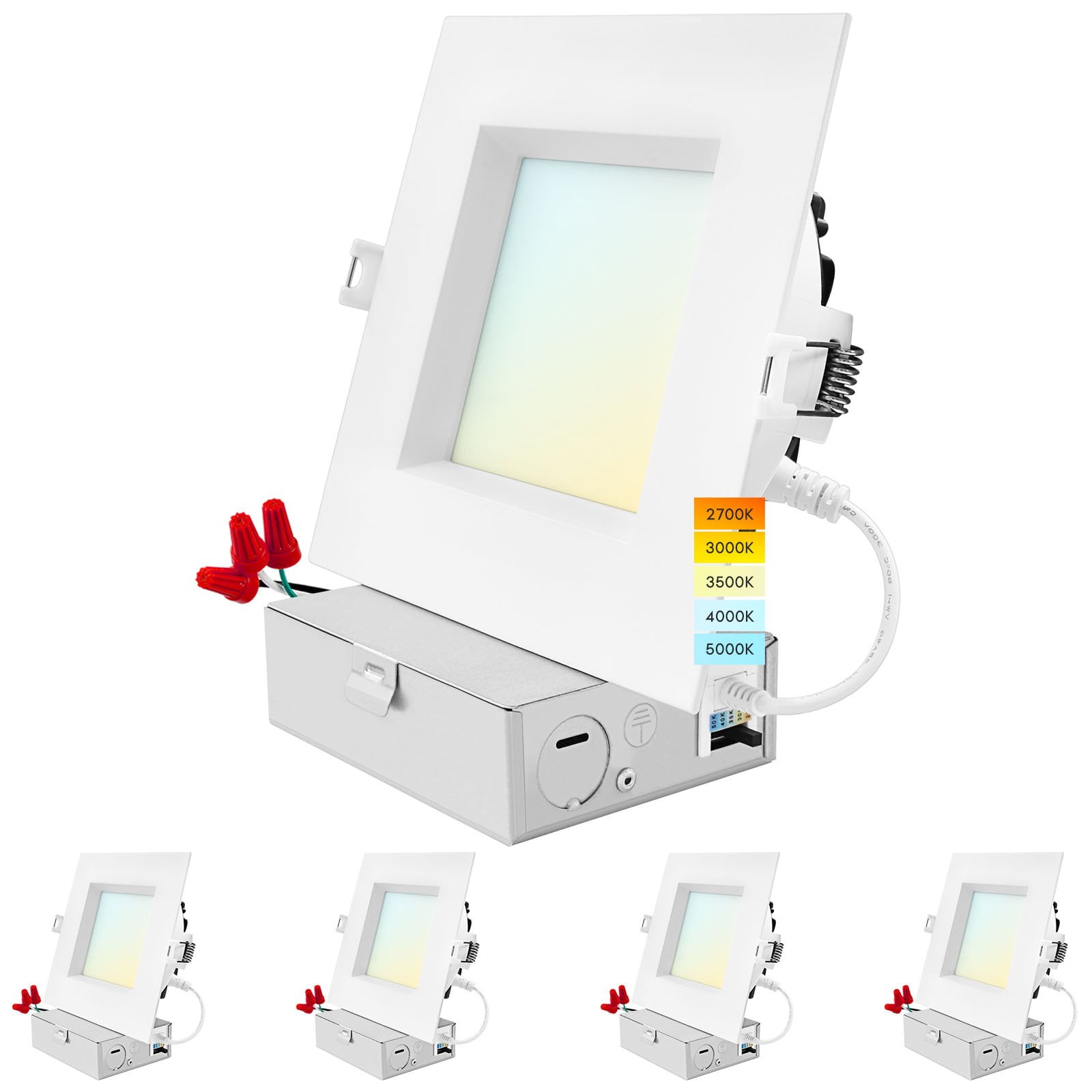 Luxrite 5 Inch LED Recessed Light, 18W, 5 Color, 1600LM Dimmable, Wet ...