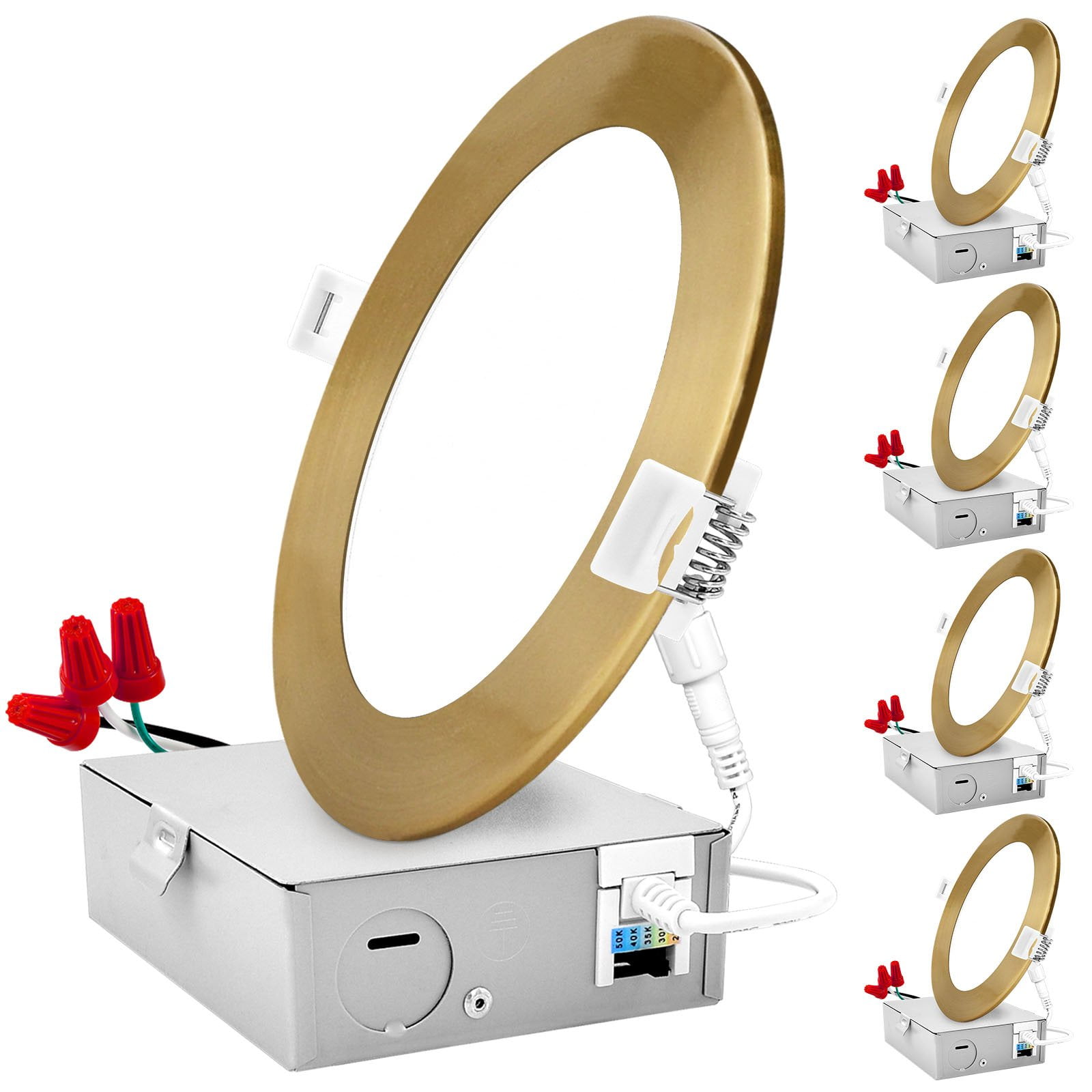 Luxrite 6 Inch Ultra Thin LED Recessed Light J-Box, 12W, 5CCT, Dimmable ...