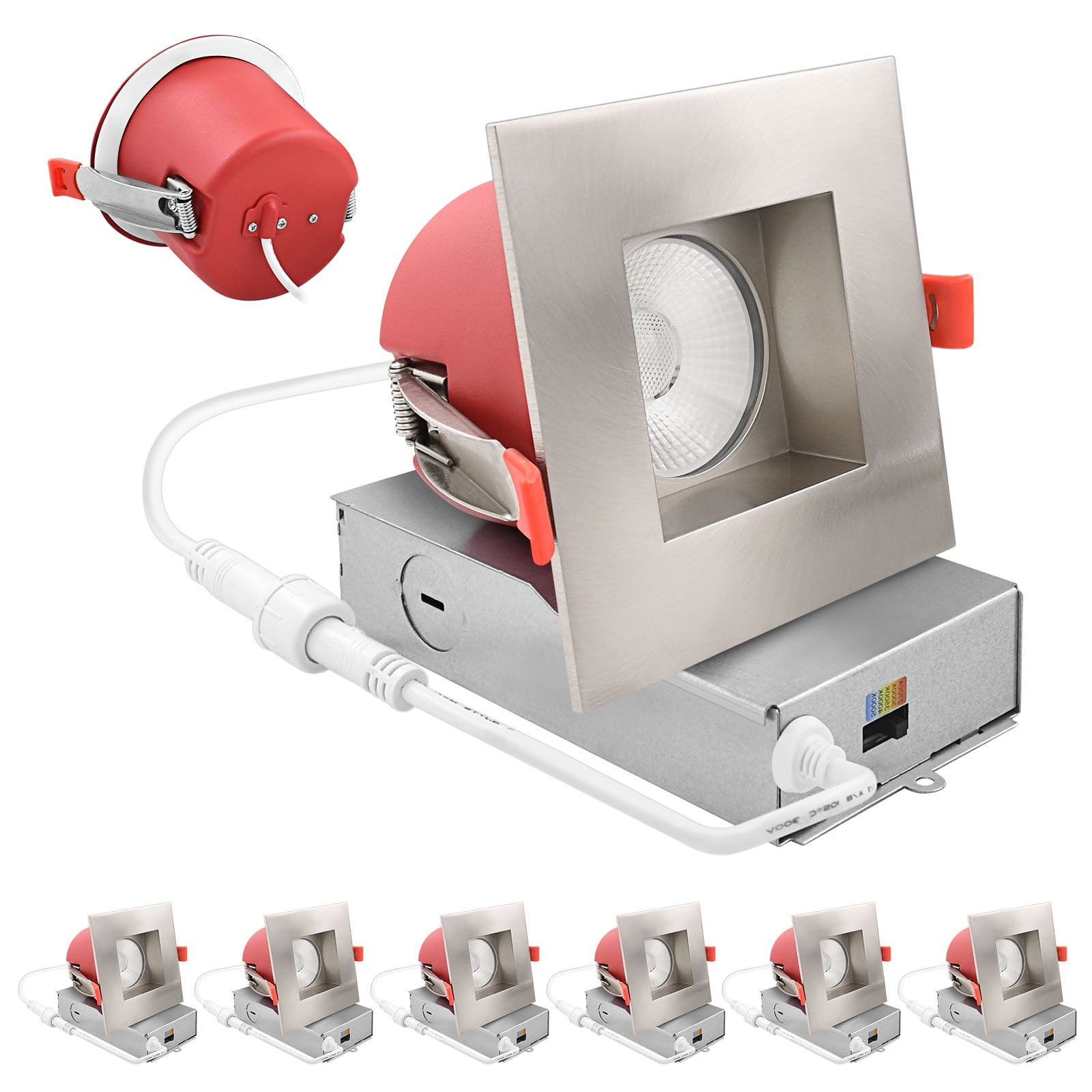 Luxrite 6-Pack 4 Inch Square LED Recessed Light JBox 5CCT 15W 1000 ...