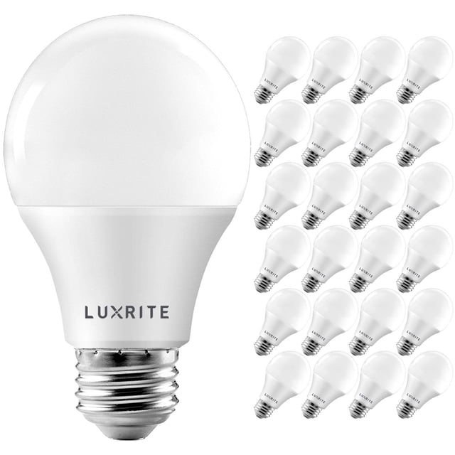 Luxrite A19 LED Bulb 60W Equivalent, 3500K Natural White, 800 Lumens ...