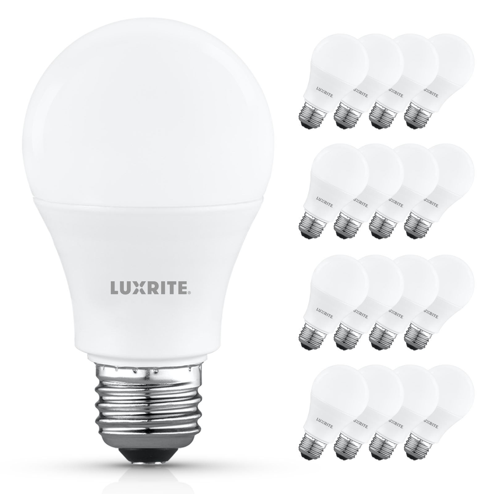 Luxrite A19 LED Light Bulb 60 Watt Equivalent, Non-Dimmable, 2700K Warm ...