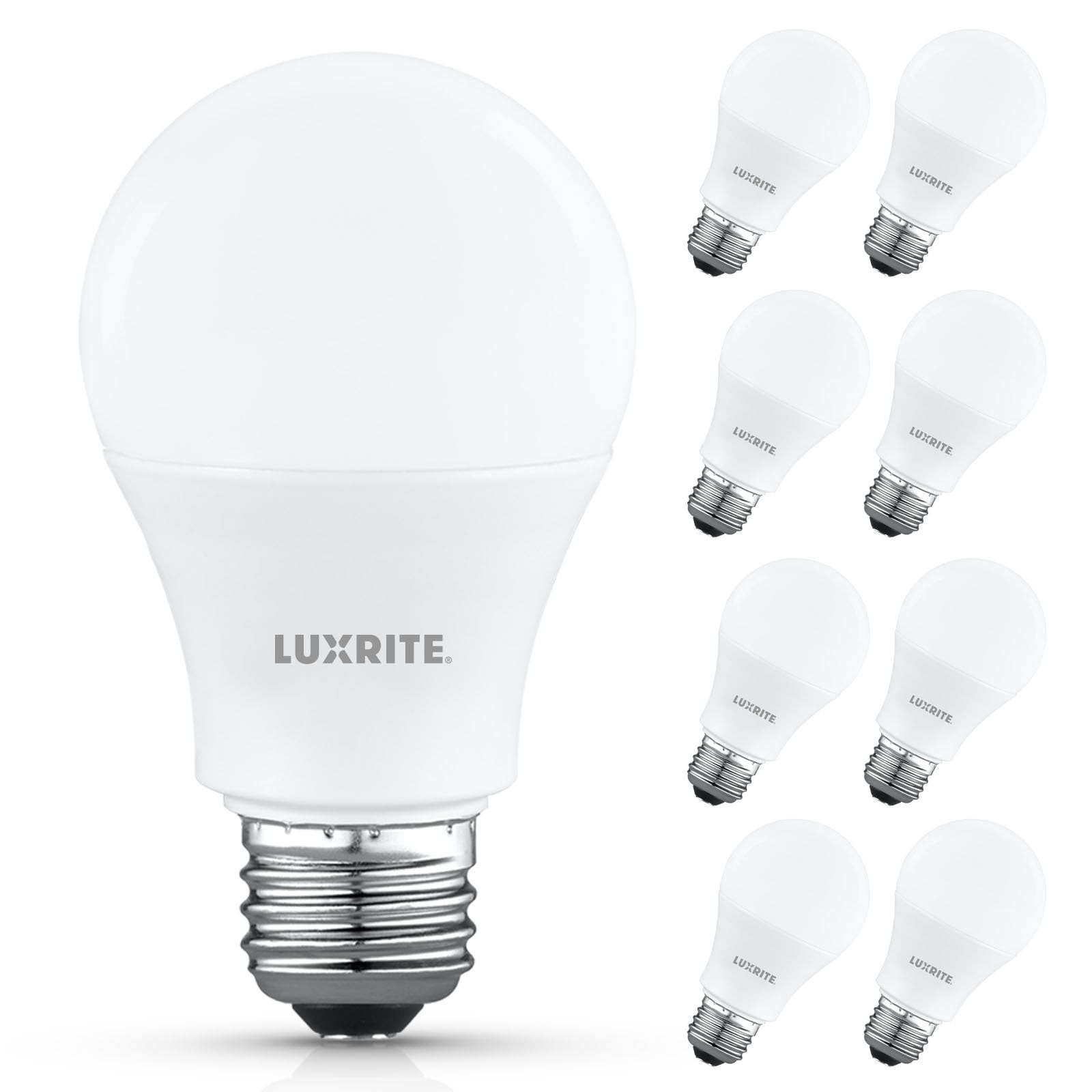 Luxrite A19 LED Light Bulb 9.5W=75W 4000K 1100 Lumens Non-Dimmable E26 ...
