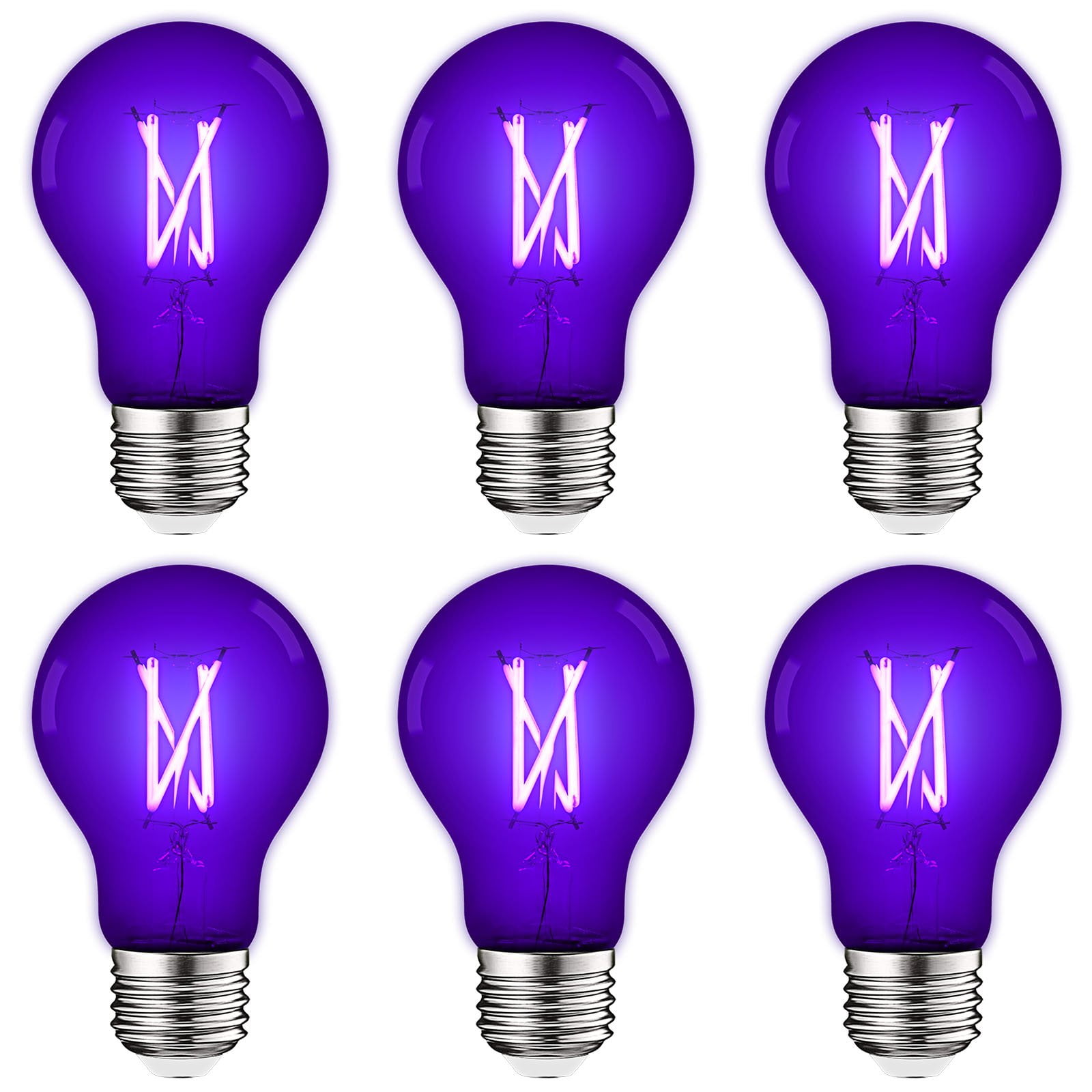 Luxrite A19 UV LED Black Light Bulb 6W Enclosed Fixture Rated E26 6 ...
