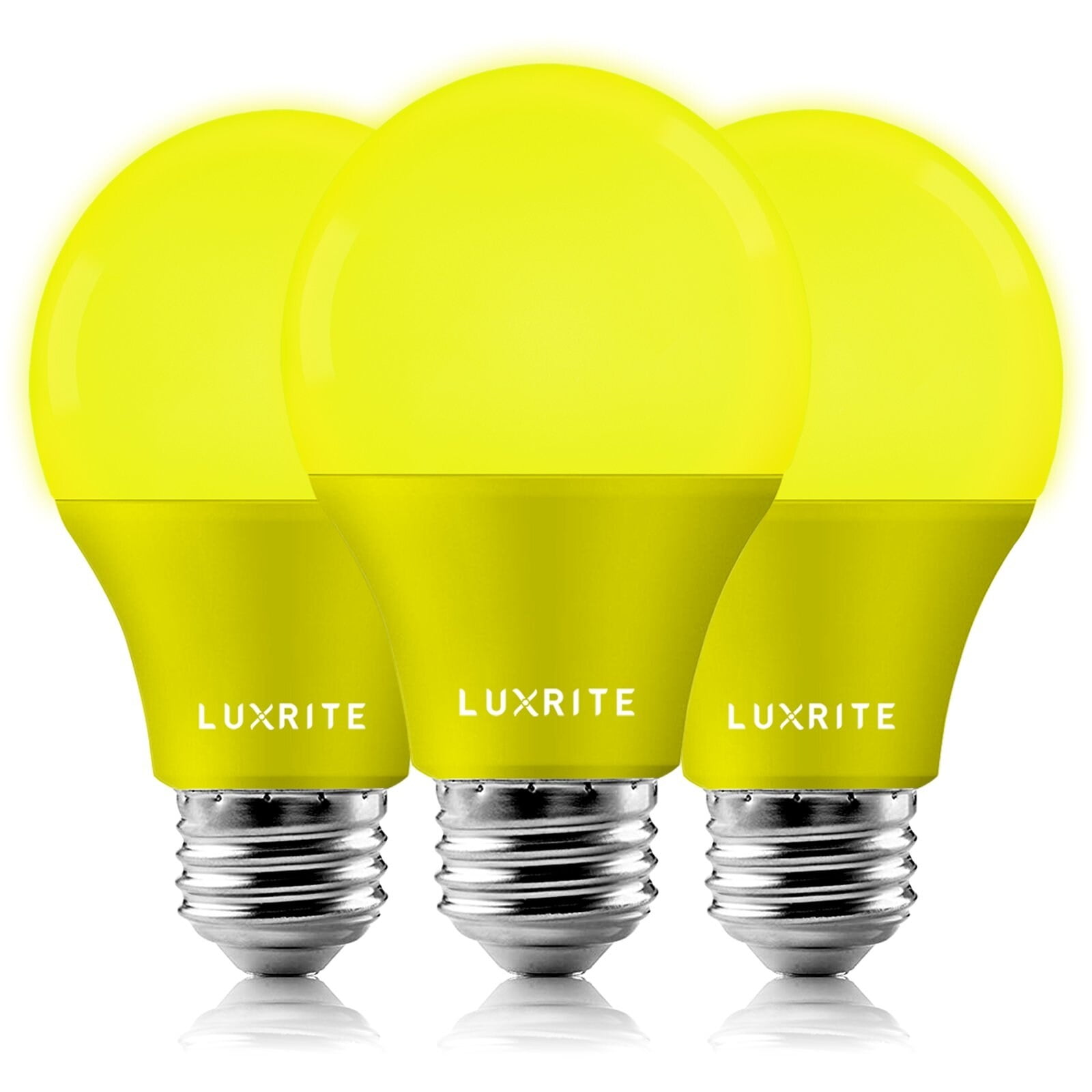 Luxrite A19 Yellow LED Bug Light Bulbs 8W Non-Dimmable UL Listed E26 ...