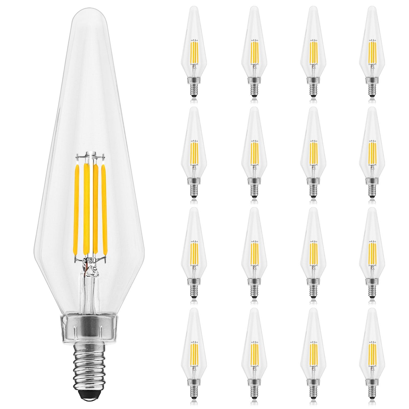 Luxrite E12 Candelabra LED Light Bulbs, 3000K, Dimmable, 4.5W, 500 ...