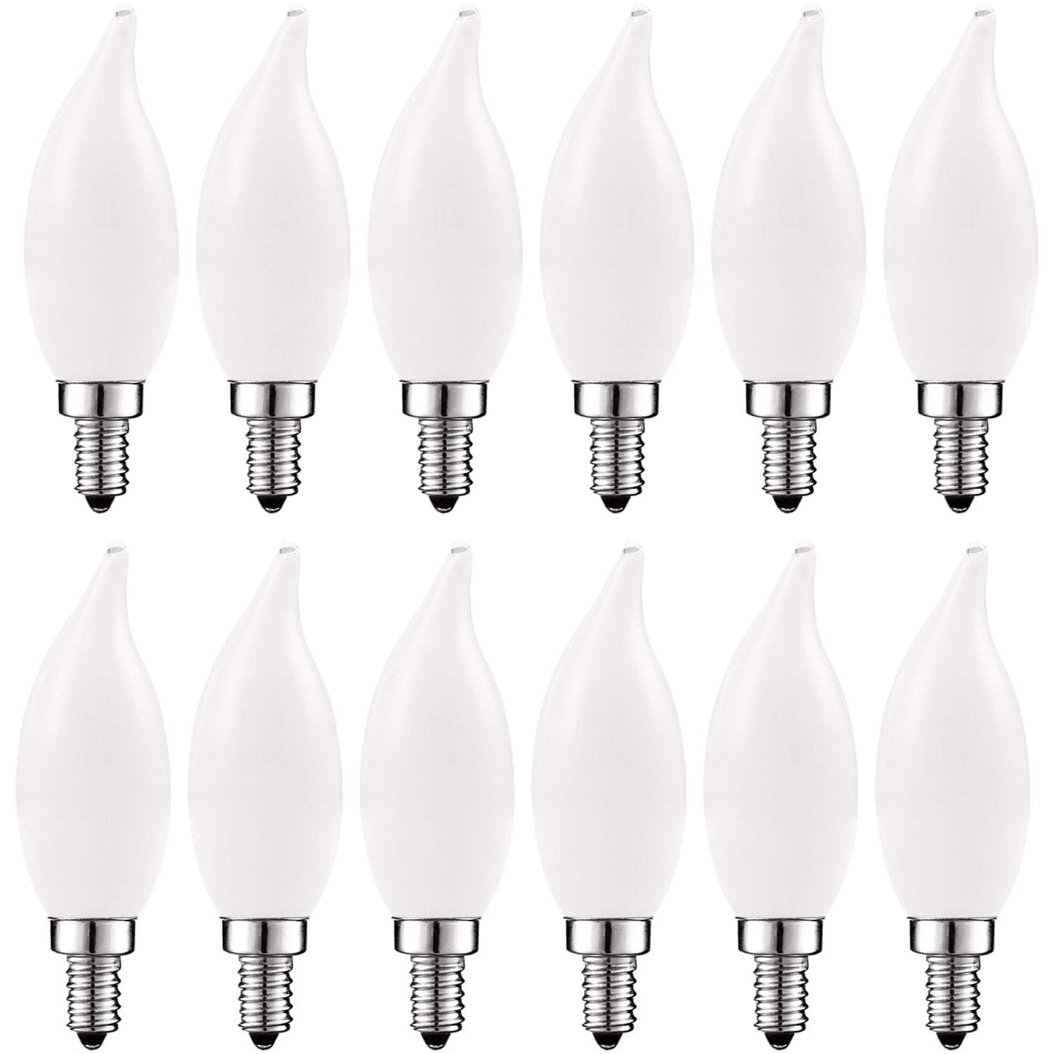 Luxrite E12 LED Chandelier Frosted Light Bulbs, Dimmable, 40 Watt ...