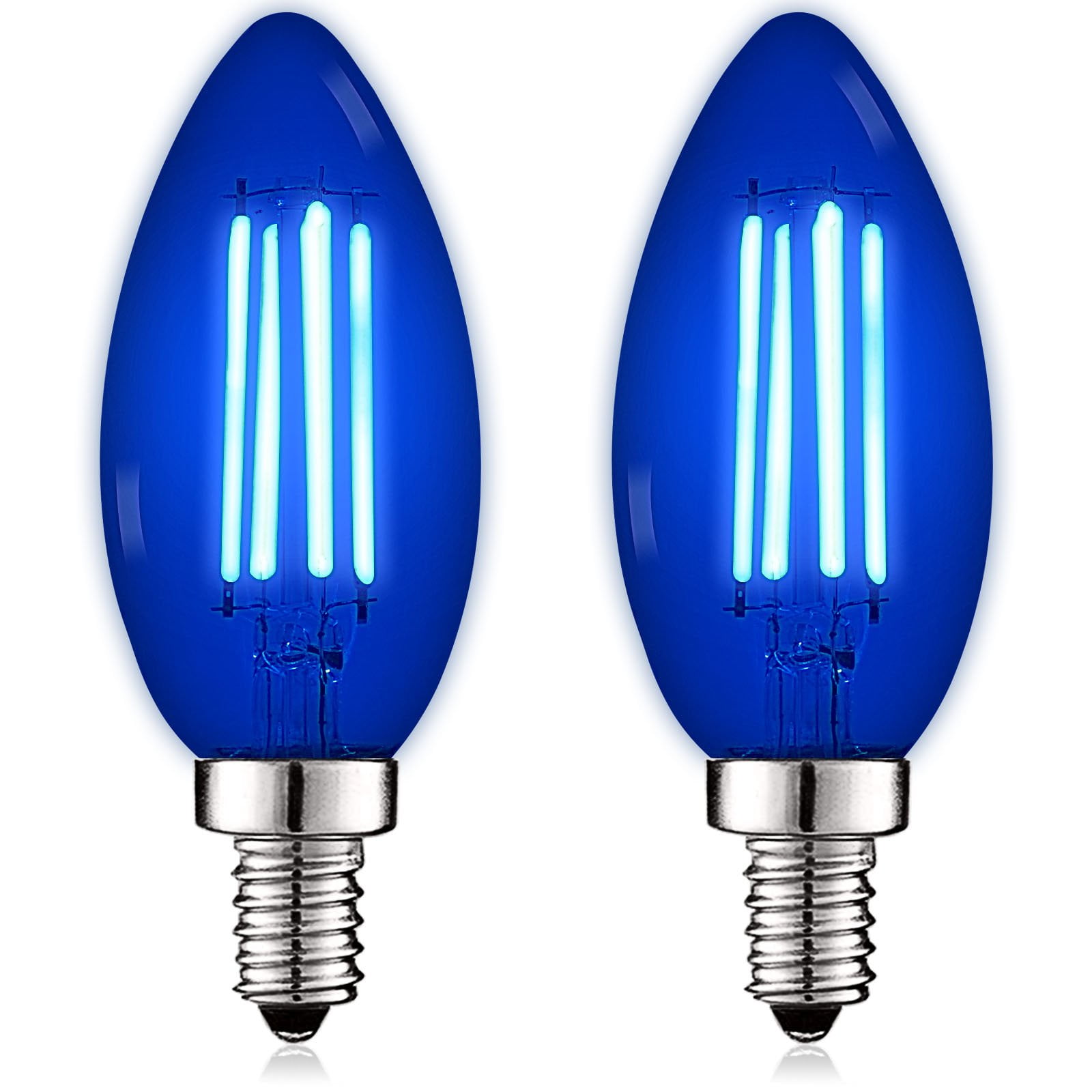 Luxrite Edison Decor E12 LED Blue Light Bulb, 4.5W=40W, Colored Glass ...