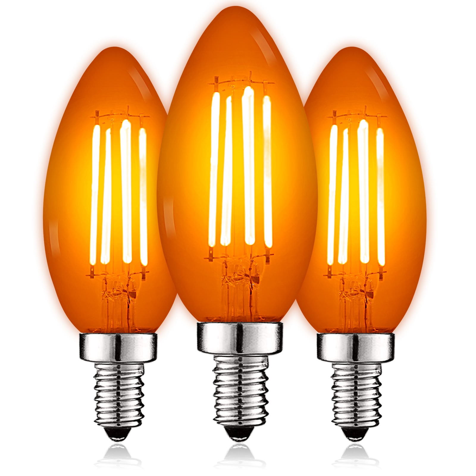 Luxrite E12 LED Filament Orange Candelabra Bulb, 4.5W=40W, Vintage ...