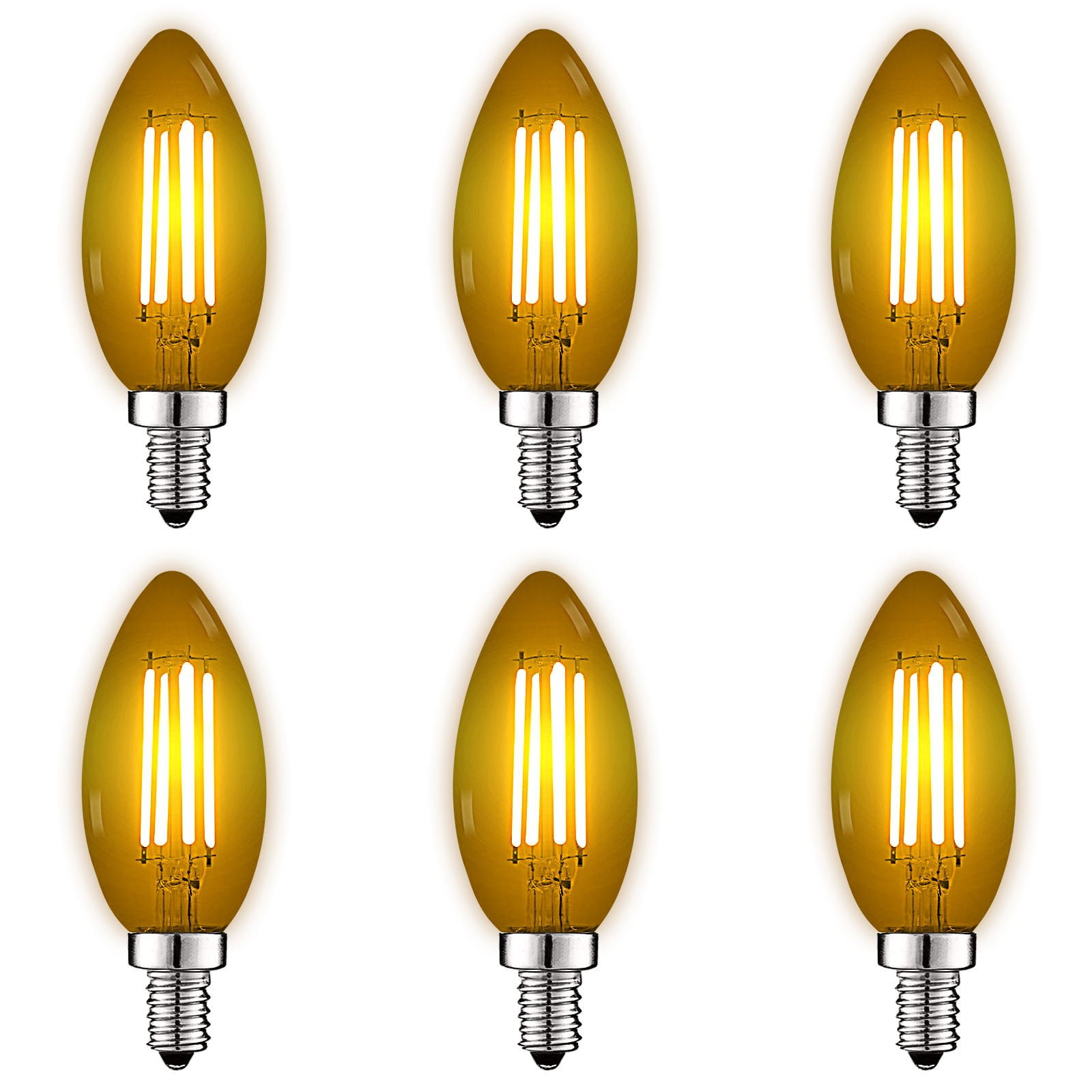 Luxrite E12 Edison LED Yellow Light Bulbs, 4.5W=40W, Colored Glass ...