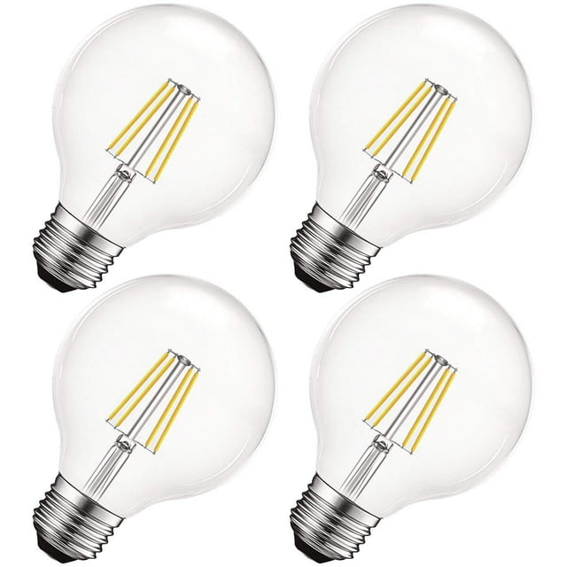 Luxrite G25 Vintage Dimmable LED Globe Light Bulbs 5W=60W 5000K Bright White, 550 Lumens, E26, 4 ...