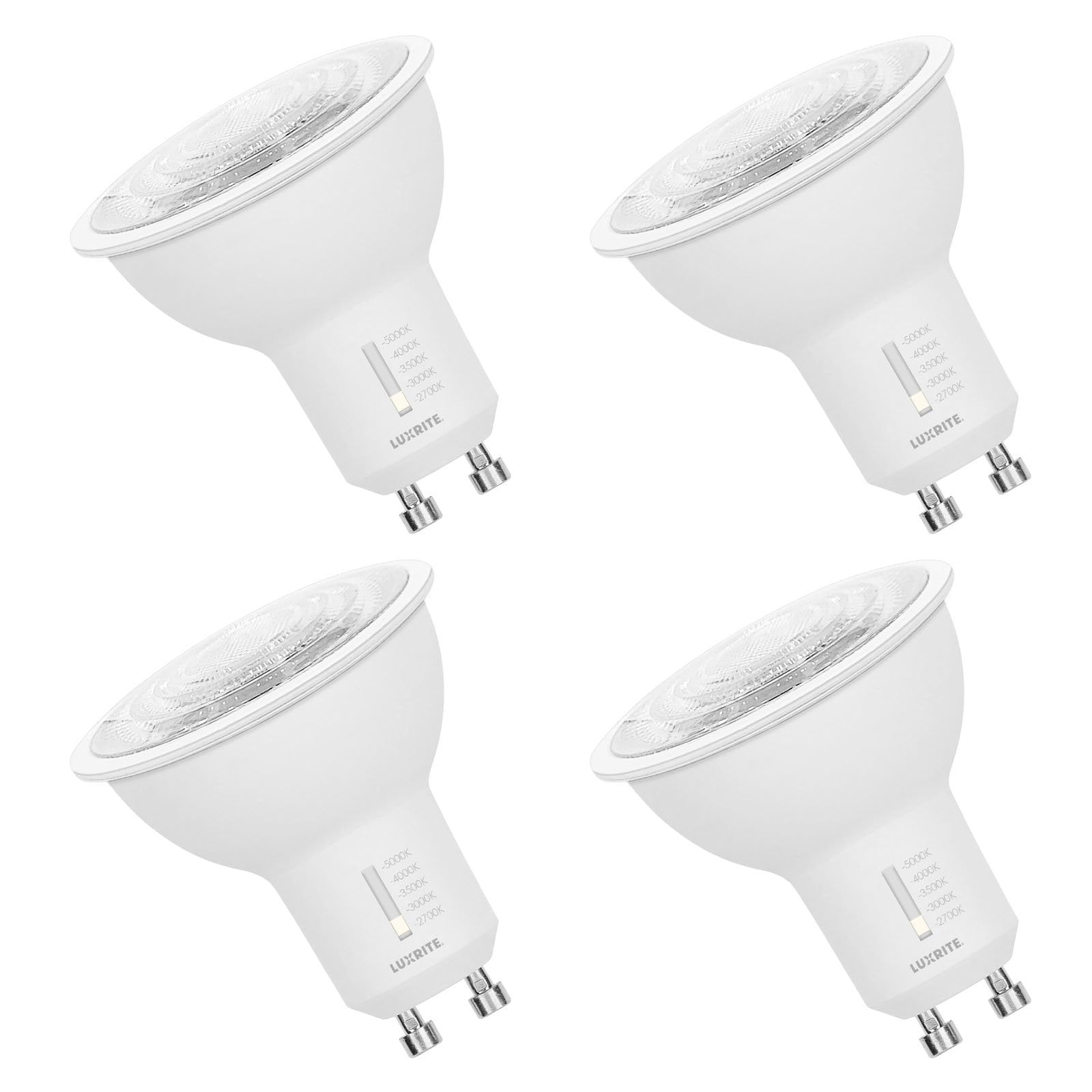 Luxrite GU10 LED Bulbs Dimmable 50W Halogen Equivalent 5CCT 6.5W 500LM ...