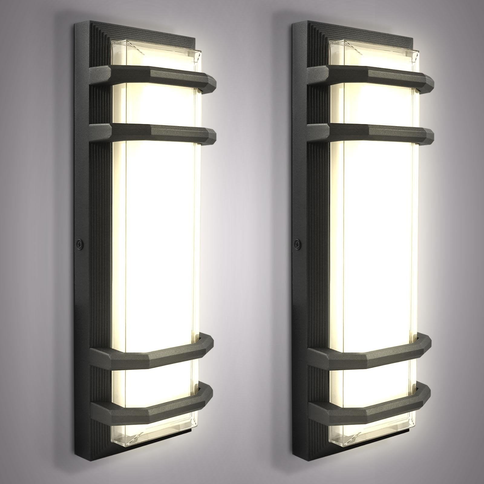 Luxrite LED Outdoor Wall Lights, 15.75in Modern Wall Sconces, 3CCT ...