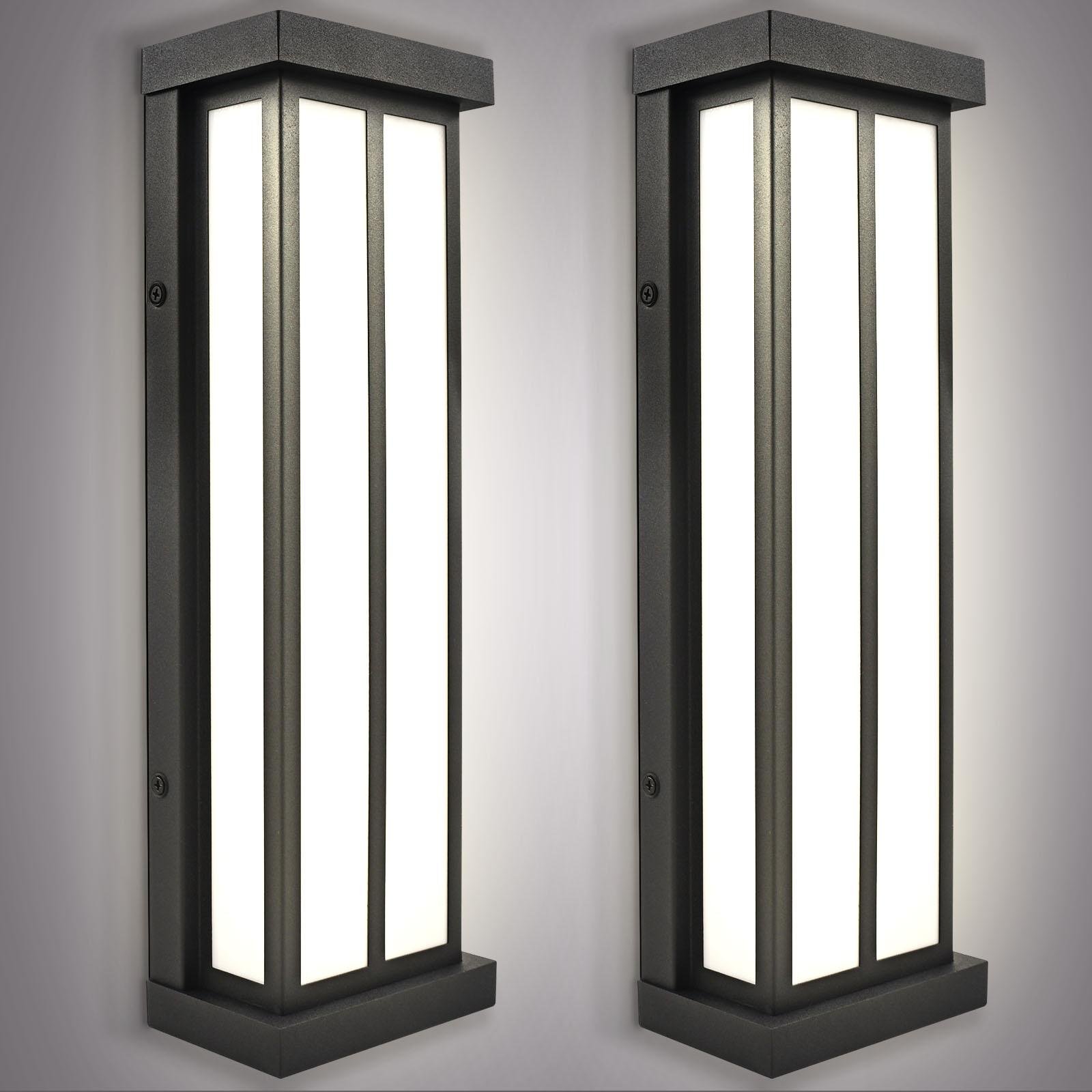 Luxrite LED Outdoor Wall Sconce, 16in Outdoor Wall Light, Black ...