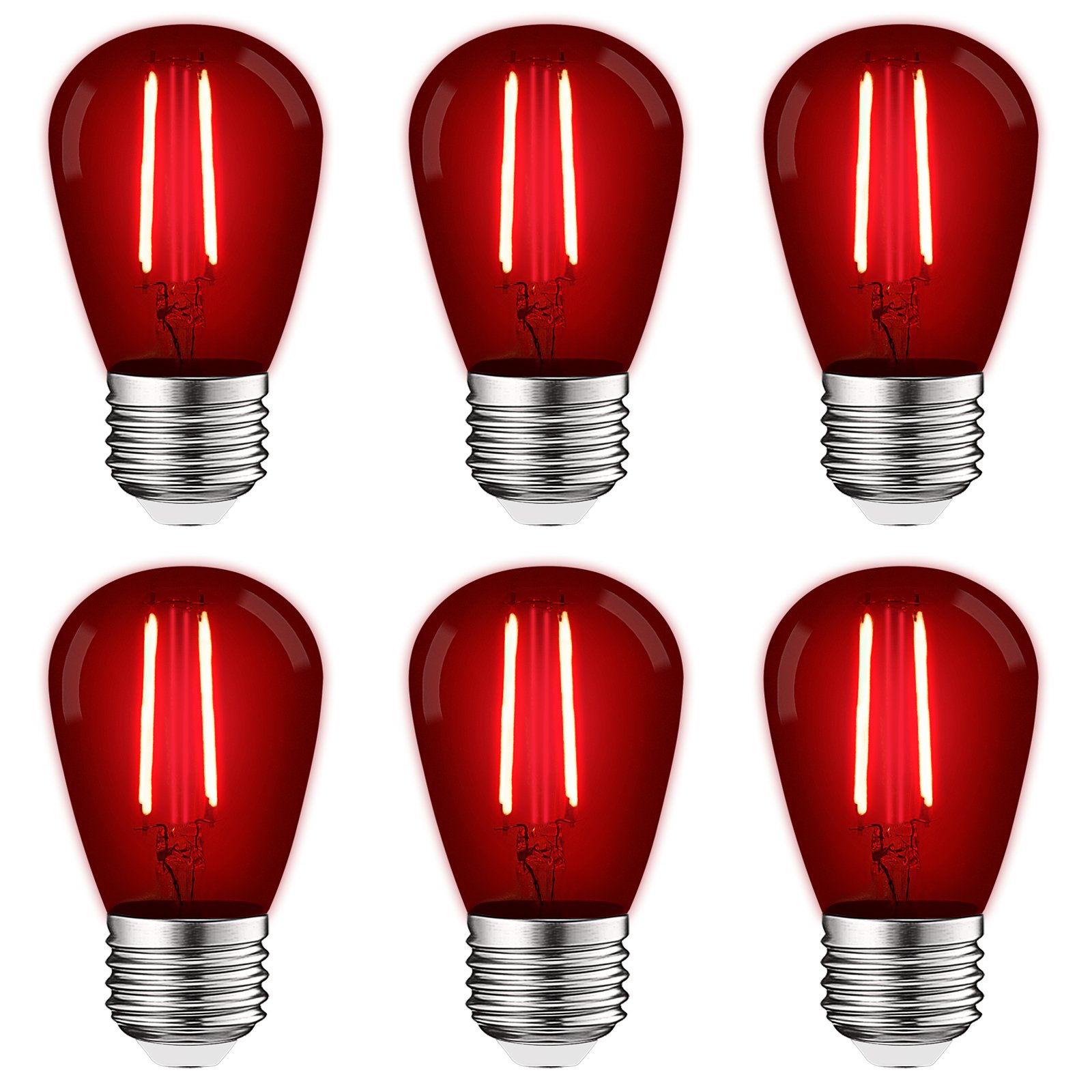 Luxrite S14 Edison LED Red Bulbs, 0.5W for Outdoor Lights, UL Listed ...