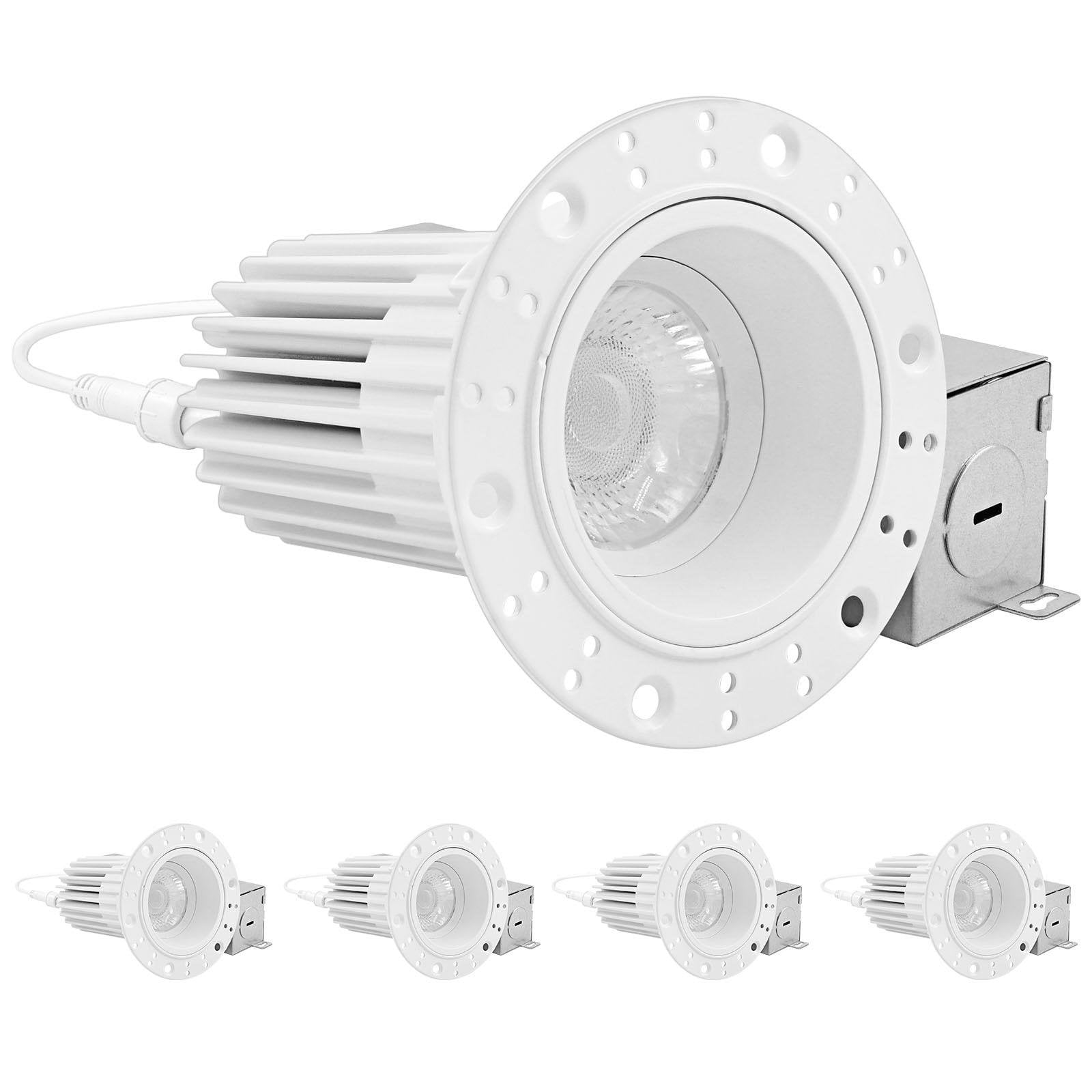 Luxrite Trimless 2 Inch LED Recessed Lighting with Junction Box, CRI 90 ...