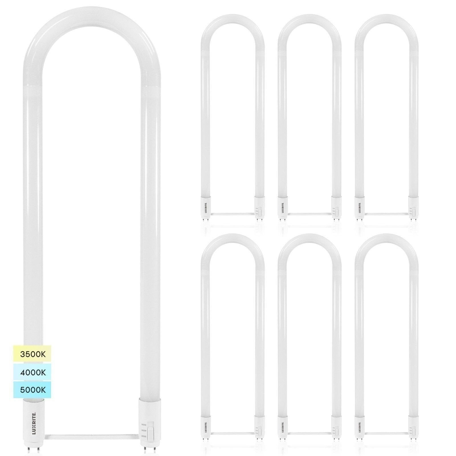 U Bend LED Tube Light T8 T12, 17.5W 3 CCT 2100 Lumens G13 Base 6-Pack ...
