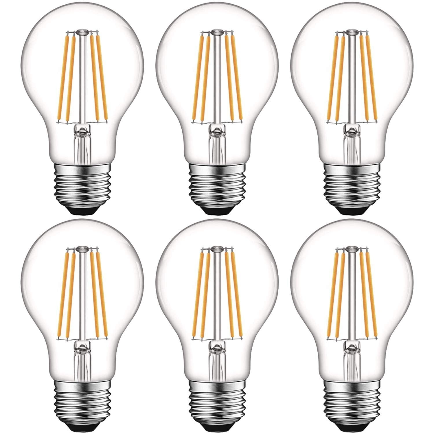 Luxrite Vintage A19 LED Light Bulbs 60W Equivalent, Dimmable, 800 ...