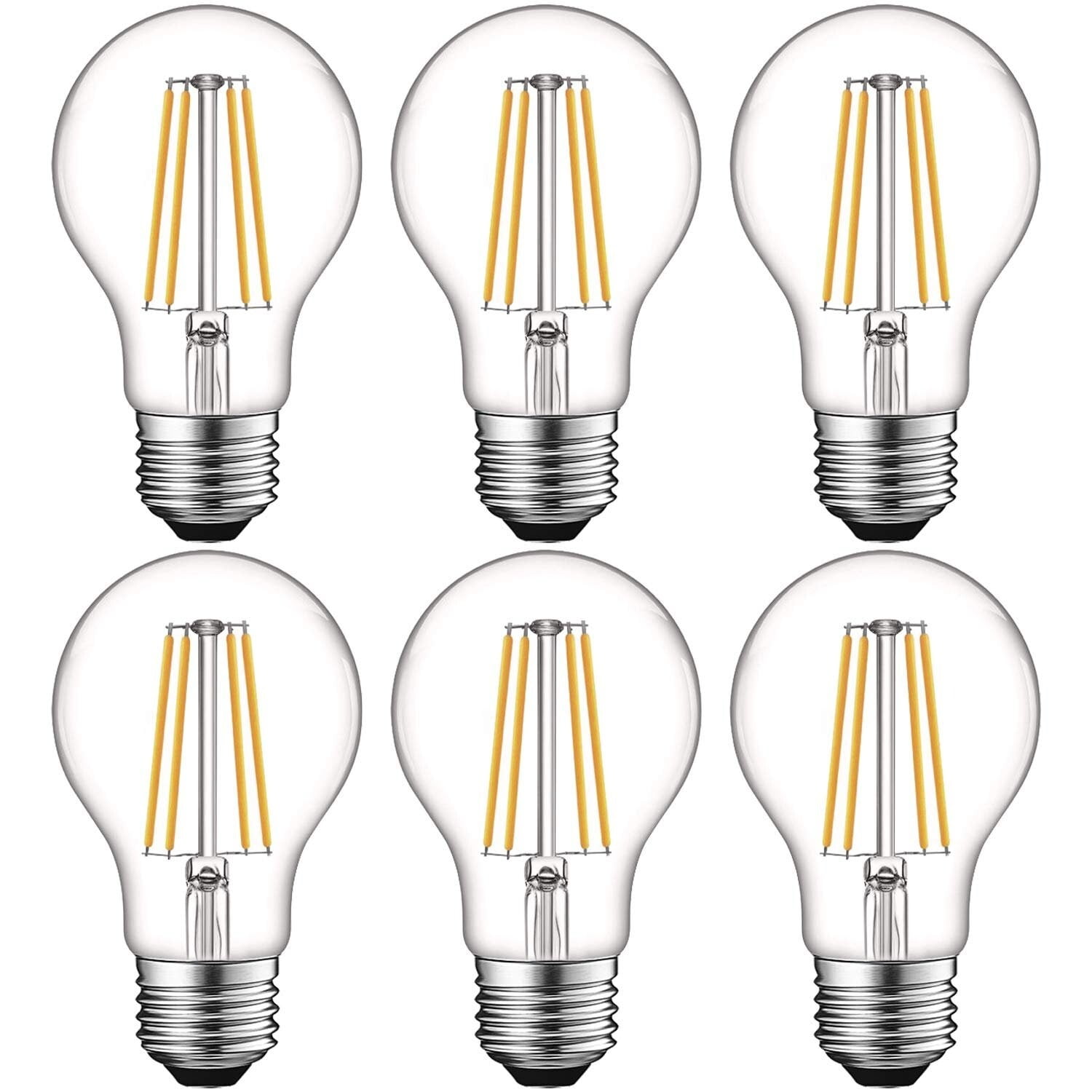 Luxrite Vintage A19 LED Light Bulbs 60W Equivalent, Dimmable, 800 ...