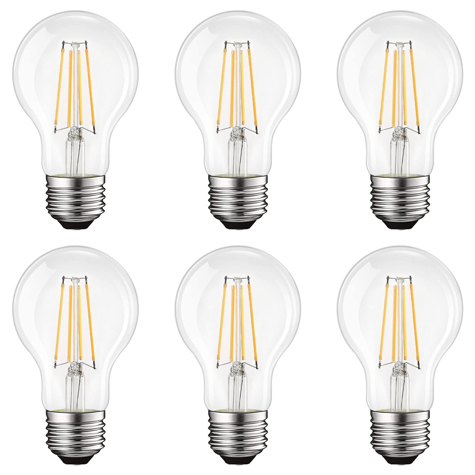 Luxrite Vintage A19 LED Light Bulbs 8W=60W 3500K Dimmable 800 Lumens 6 ...
