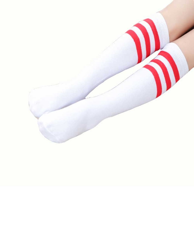 Vigorush Girls Knee High Long Socks for Kids Stripes Pattern Tall Cute ...