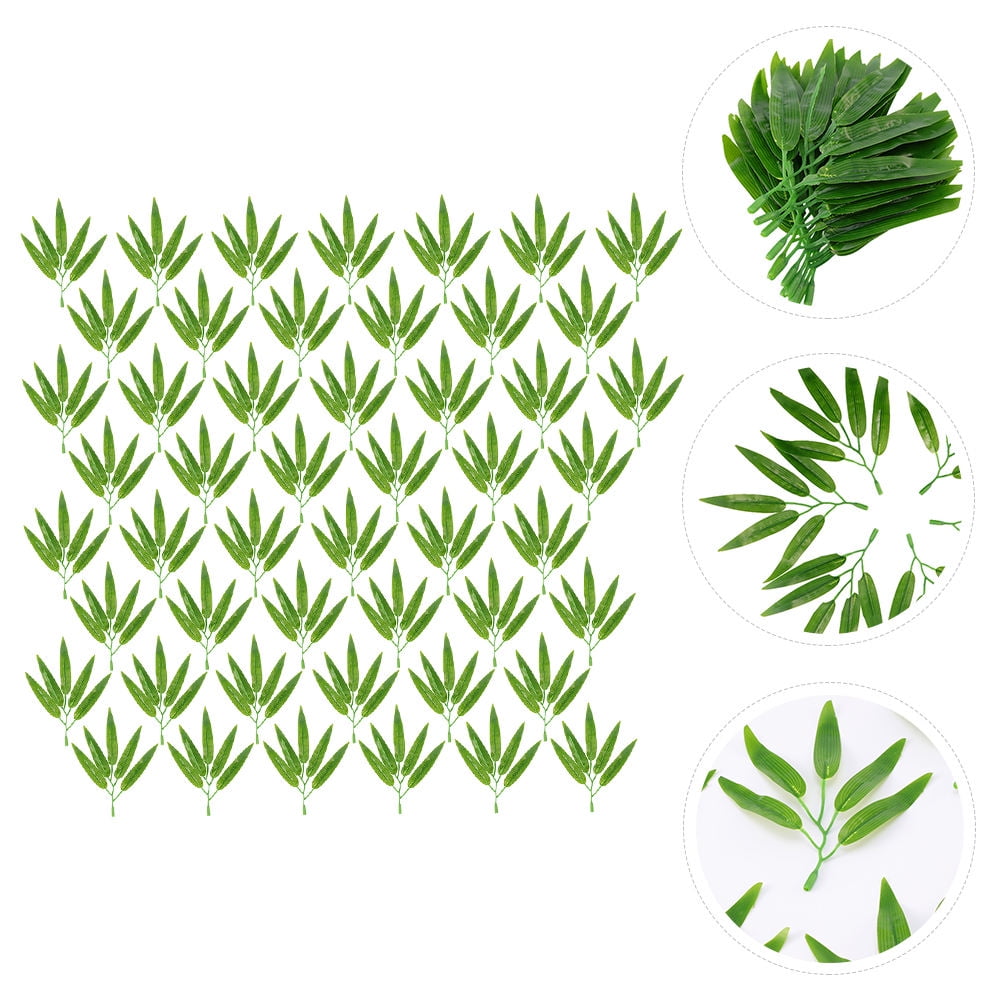 Luxshiny Artificial Bamboo Leaves Realistic Design Light Green 100Pcs 6 ...