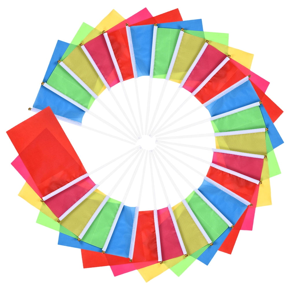 Luxshiny 100PCS Blank Small Flags Solid Color Hand Held Flags On Sticks ...