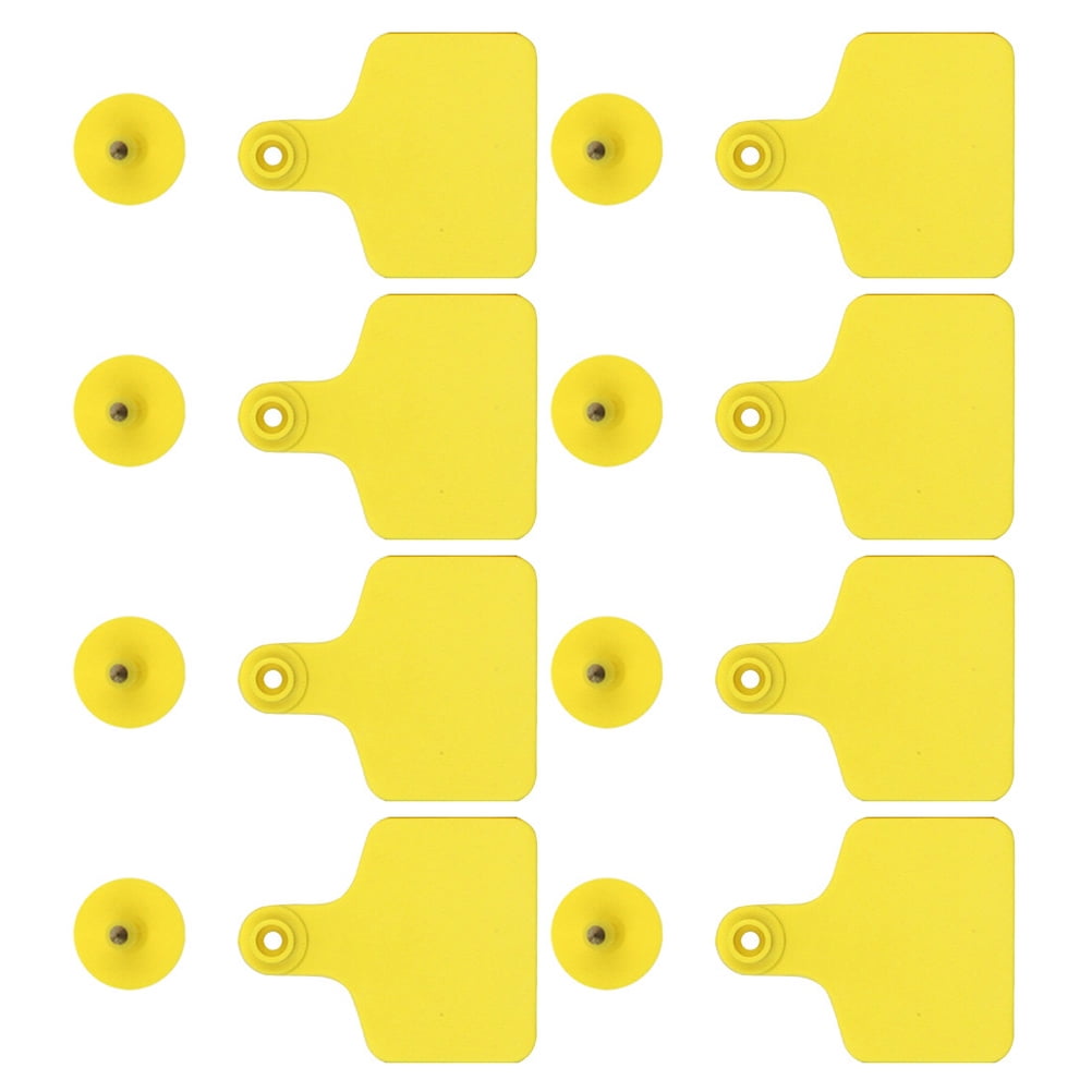 Luxshiny 100Pcs Animal Ear Tags Yellow Plastic Fade Resistant for Farm ...