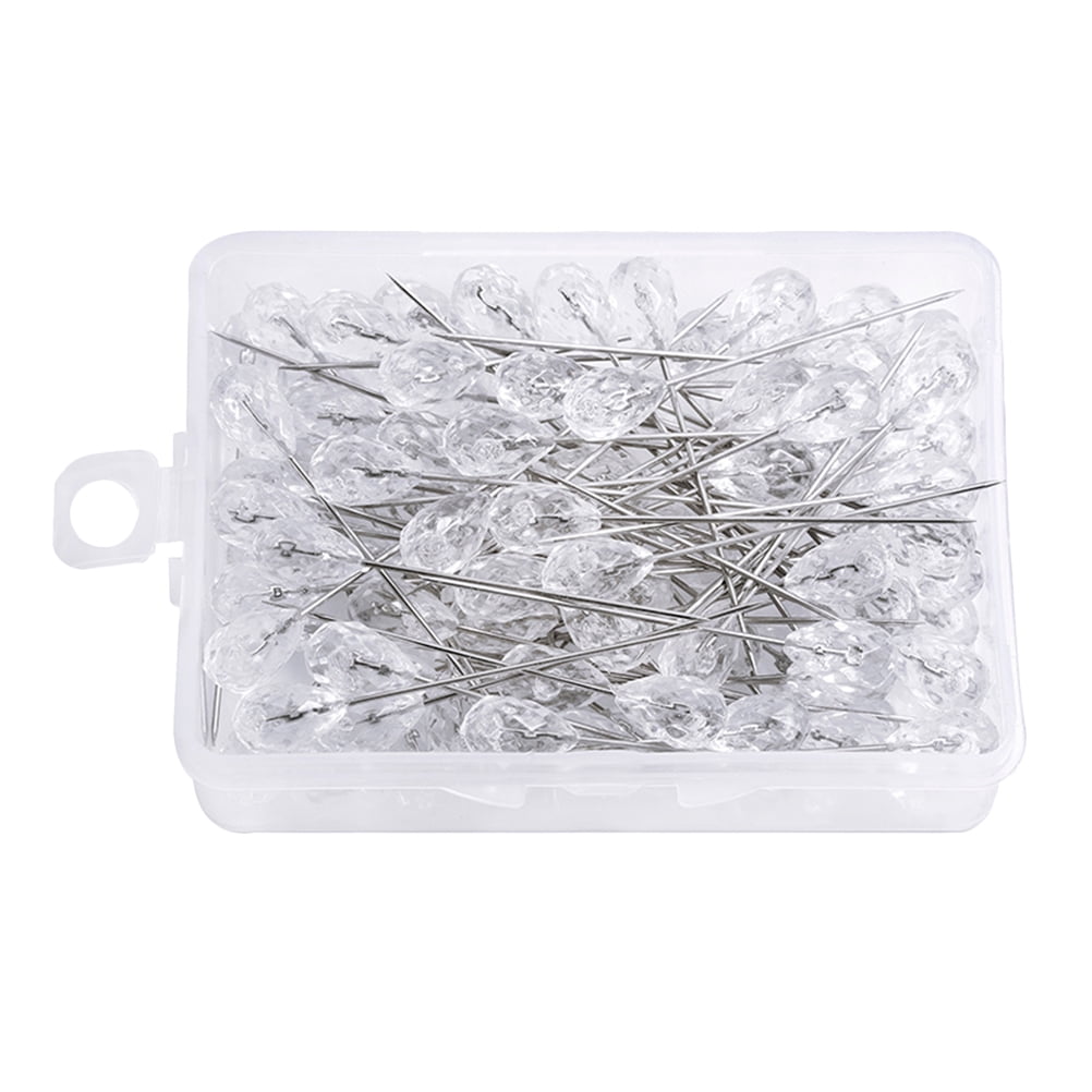 Luxshiny 100Pcs Rhinestone Pear Shaped Straight Pins Ideal for Sewing ...