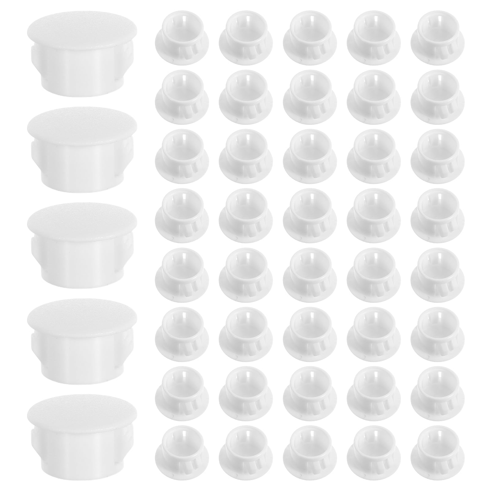 Luxshiny 100Pcs White Plastic Round Hole Plugs Snap in Covers for ...