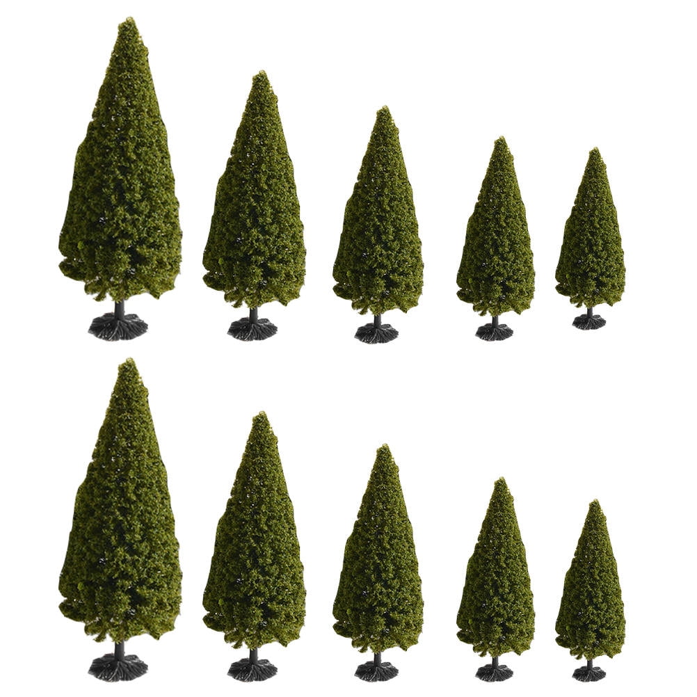Luxshiny Set of 10 Artificial Pine Tree Models Green Plastic Miniature ...