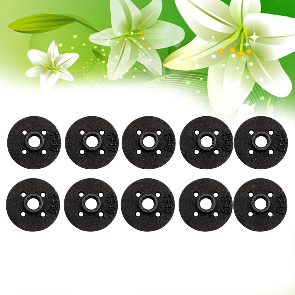 Luxshiny 10Pcs Black Malleable Floor Flange Threaded Wall Mounted ...