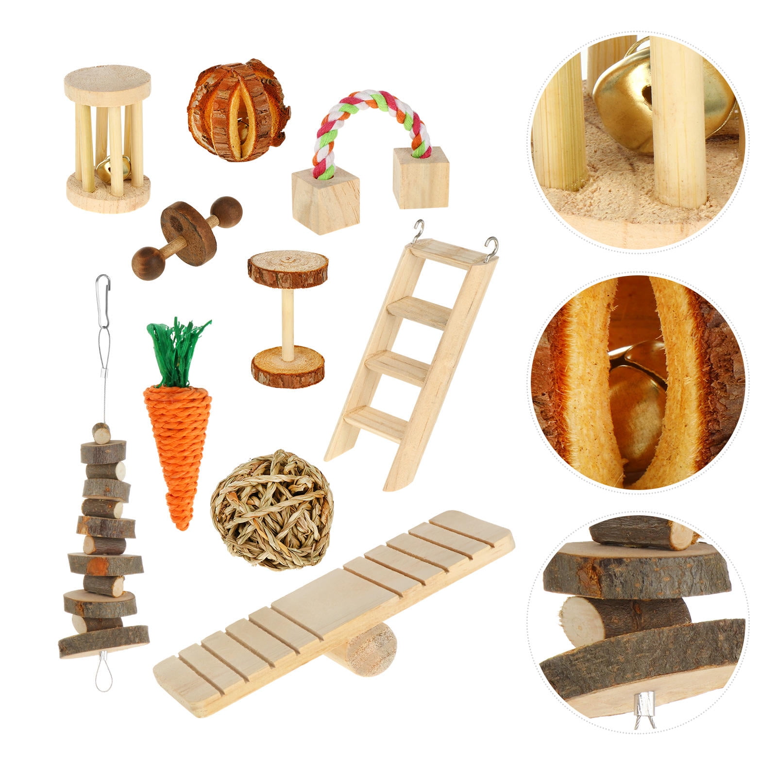 Luxshiny 10Pcs Small Animal Enrichment Toys Wooden Chew Toys Assorted ...