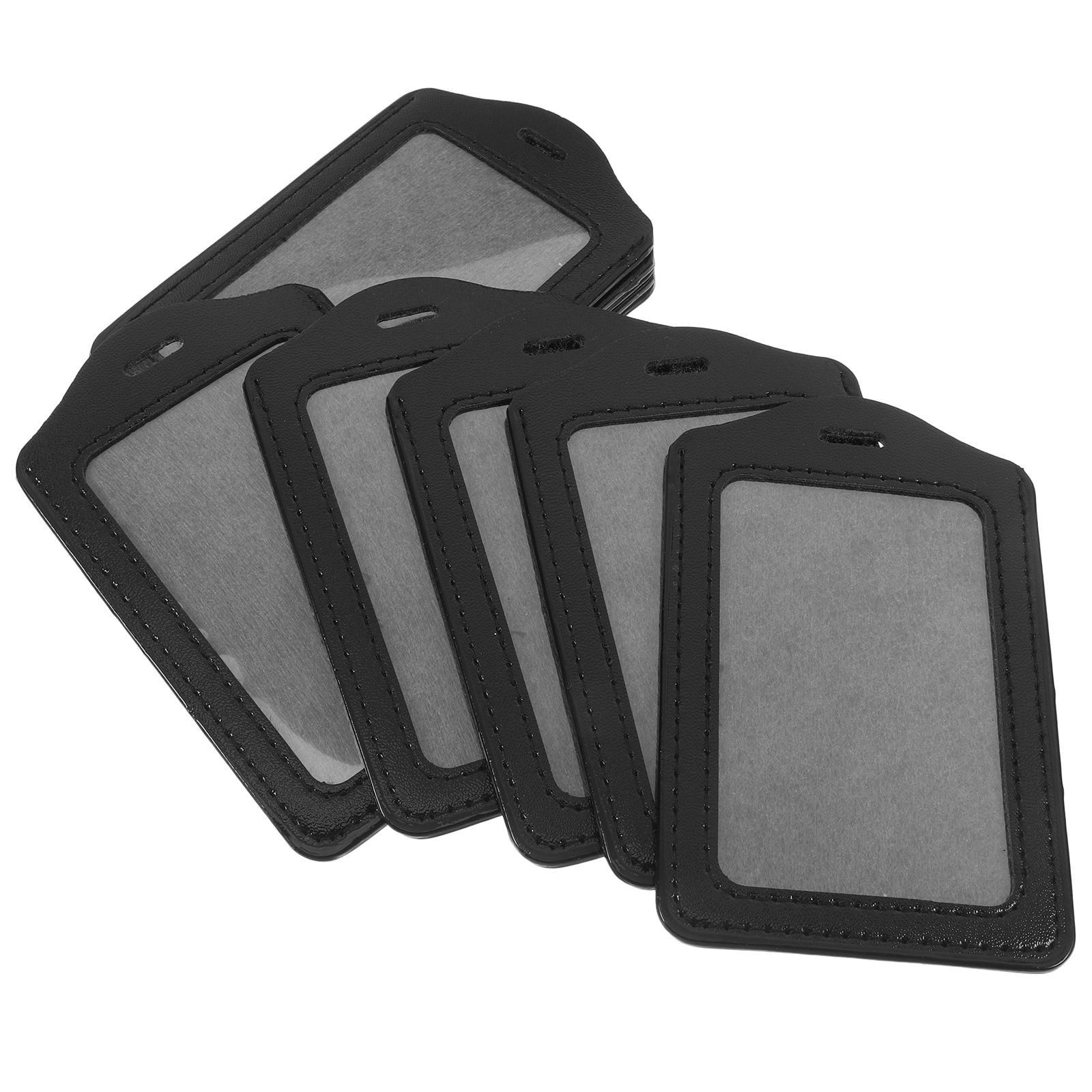 Luxshiny 10Pcs Vertical Black Badge Holders with Clear Window PU ...
