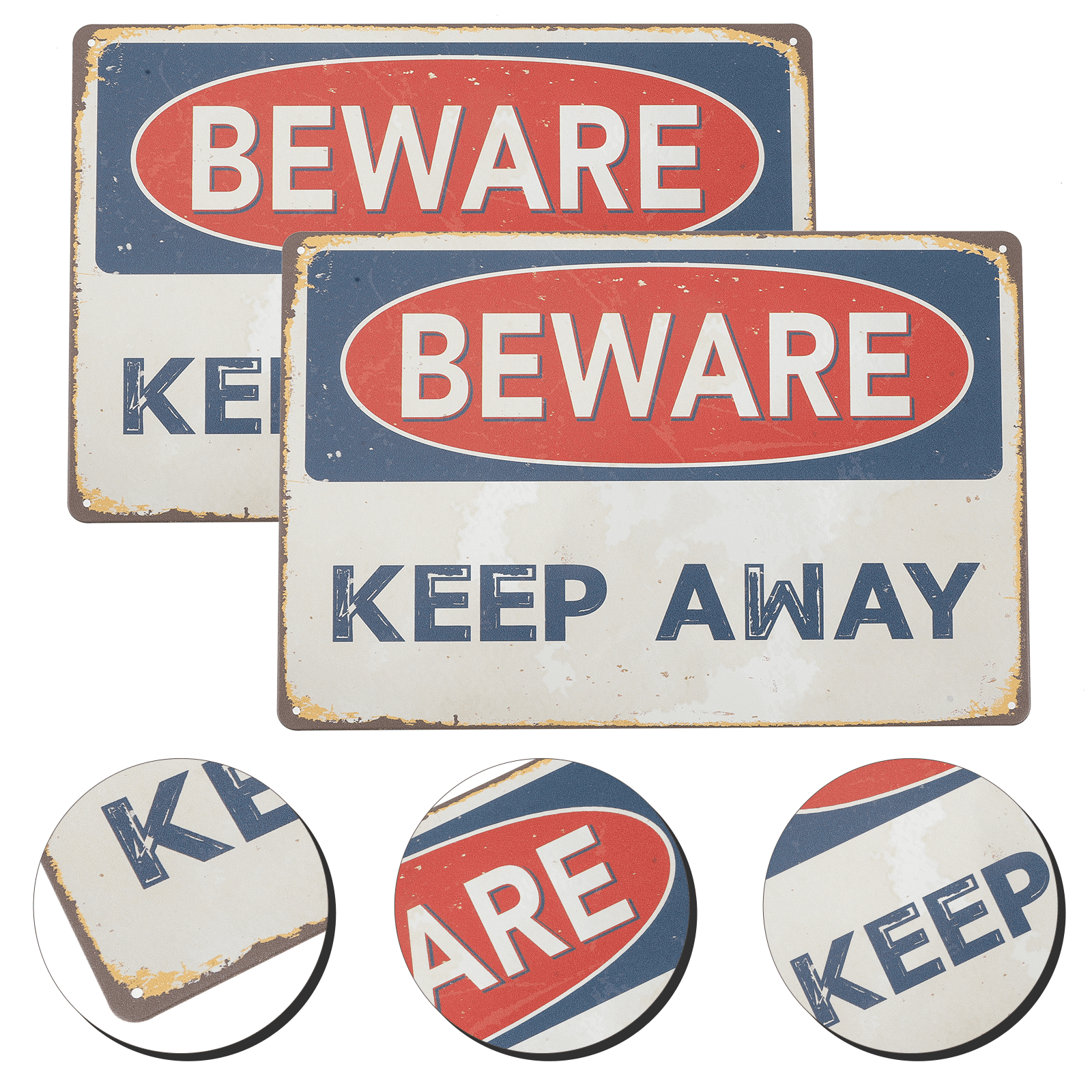 Luxshiny 11.8x7.9in Warning Sign Assorted Color Iron Beware Of Sign for ...