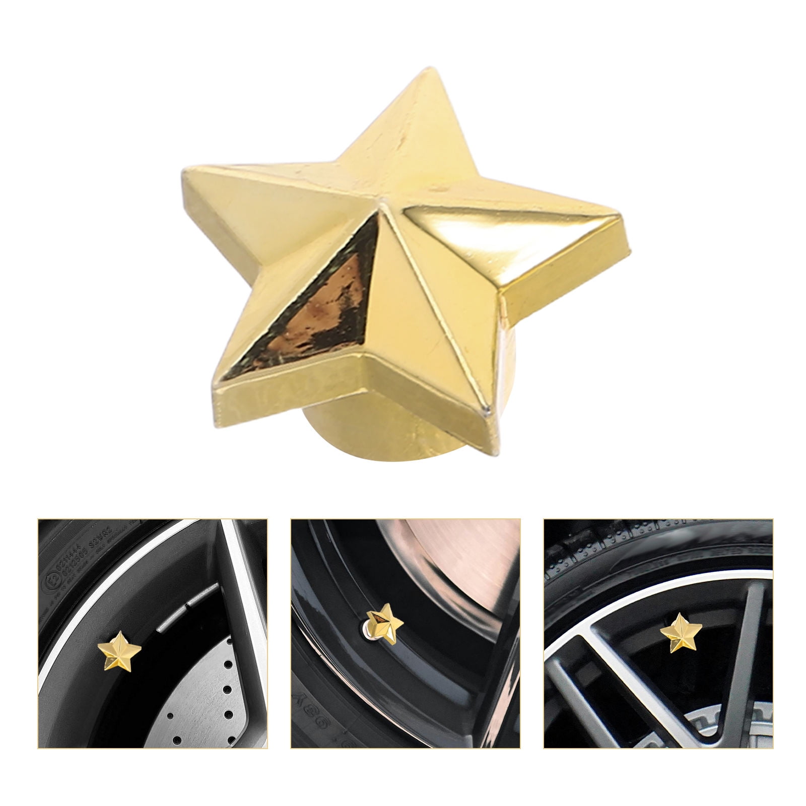 Luxshiny 12Pcs Car Tire Valve Stem Caps Golden Star Design Plastic ...