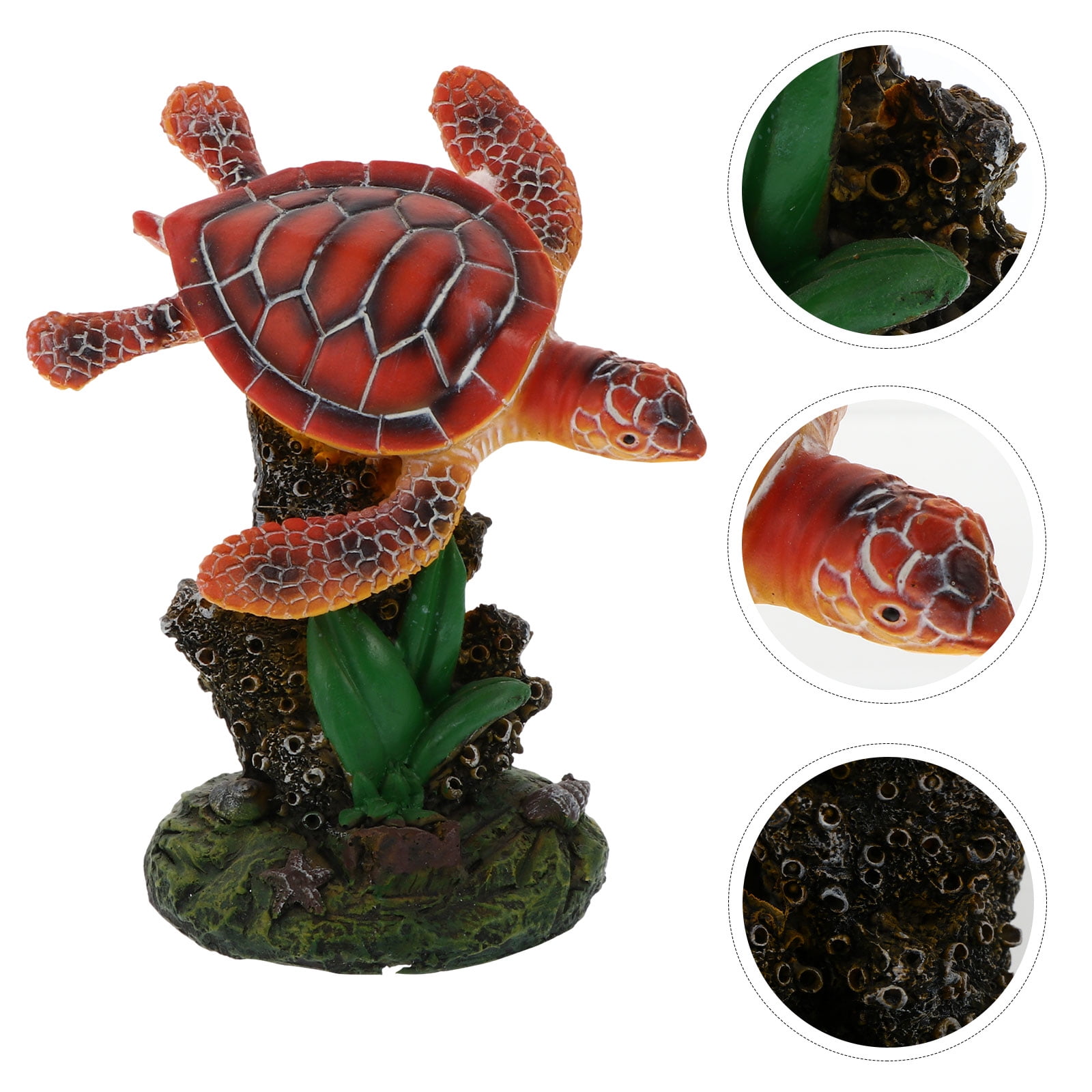 Luxshiny 1Set Resin Turtle Decoration Orange Turtle Figurine For ...