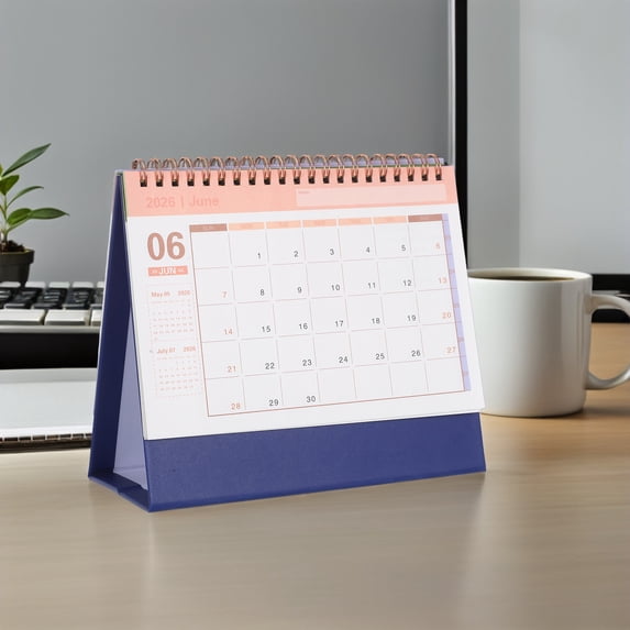 Luxshiny 2026 Compact Dark Desk Calendar with Foldable Stand and Daily ...