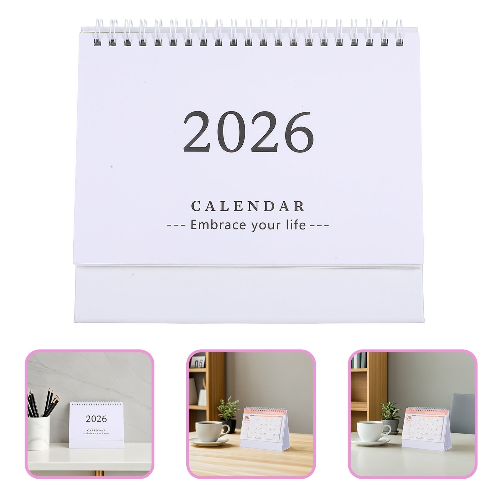 Luxshiny 2026 Monthly Desktop Calendar with Thick White Paper, Small ...