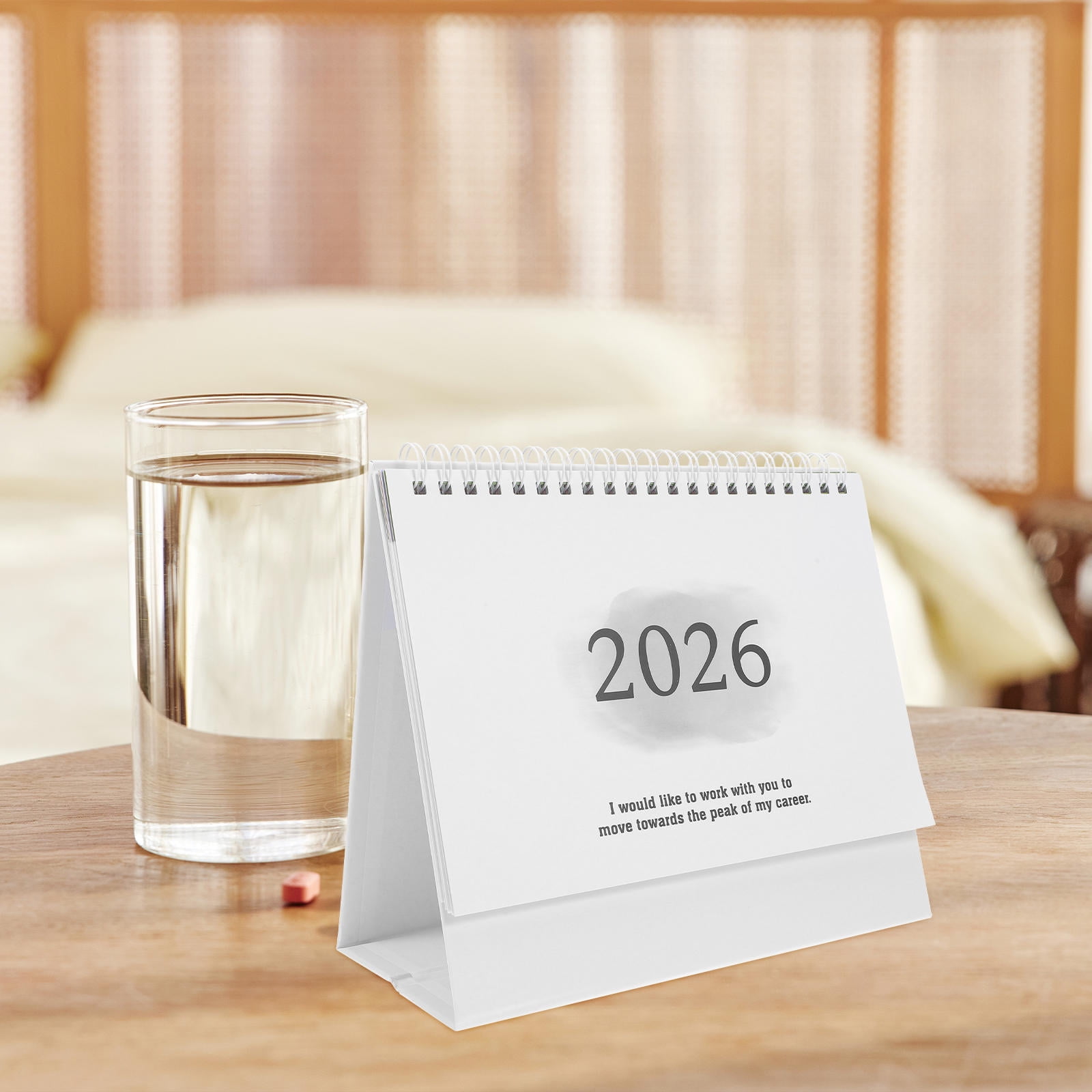 Luxshiny 2026 Table Calendar Grey Small Standing Desktop Calendar for ...