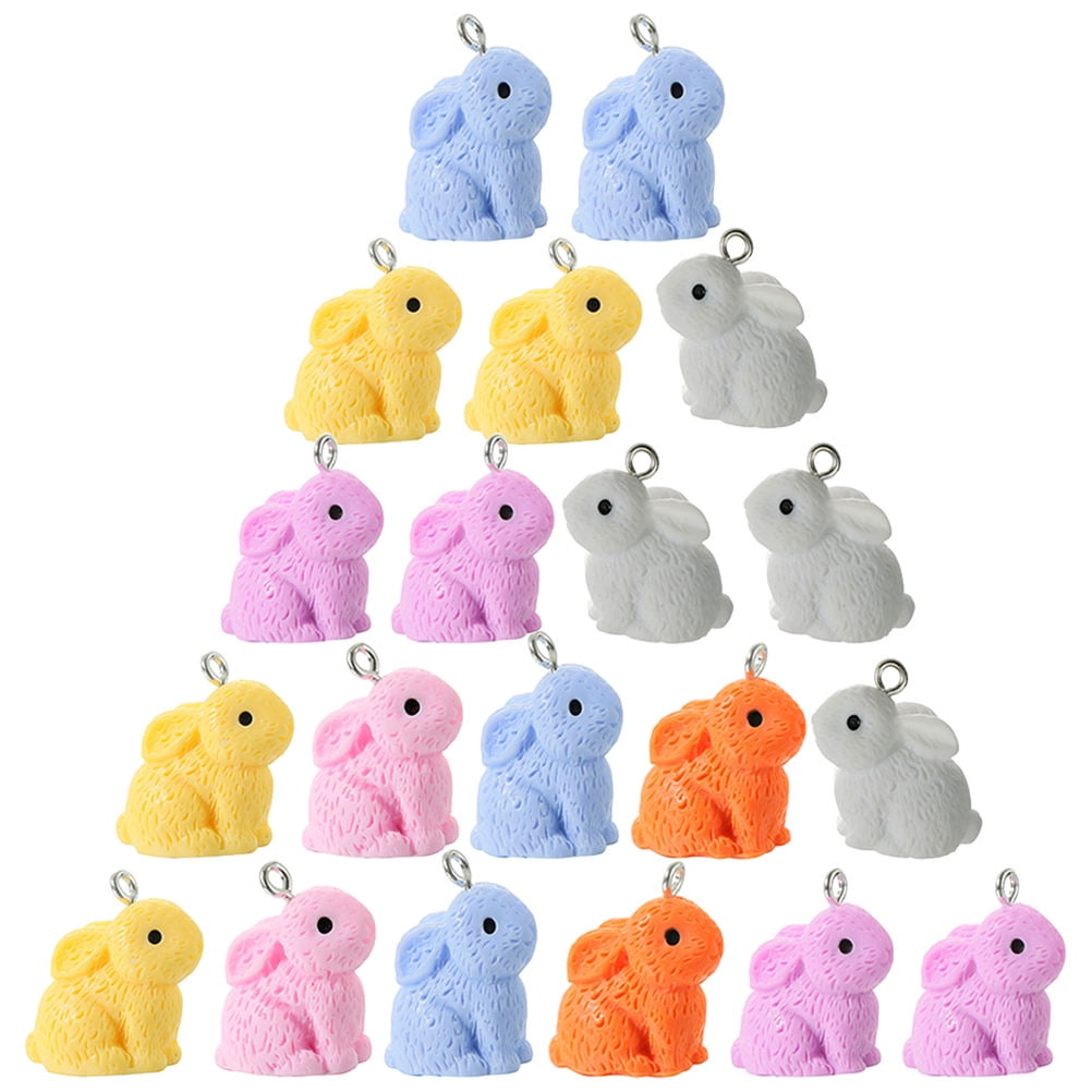 Luxshiny 20pcs Cute Cartoon Rabbit Charms Assorted Color Bunny ...