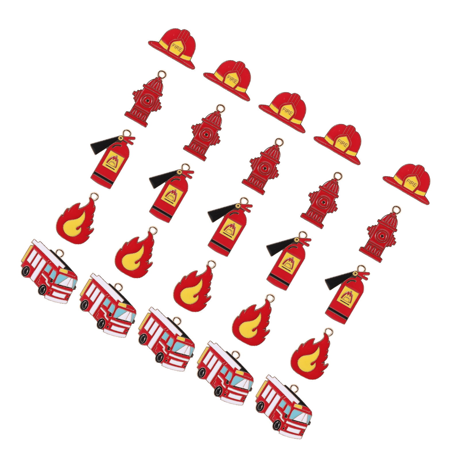 Luxshiny 25Pcs Firefighter Keychains Assorted Color Fire Truck and ...