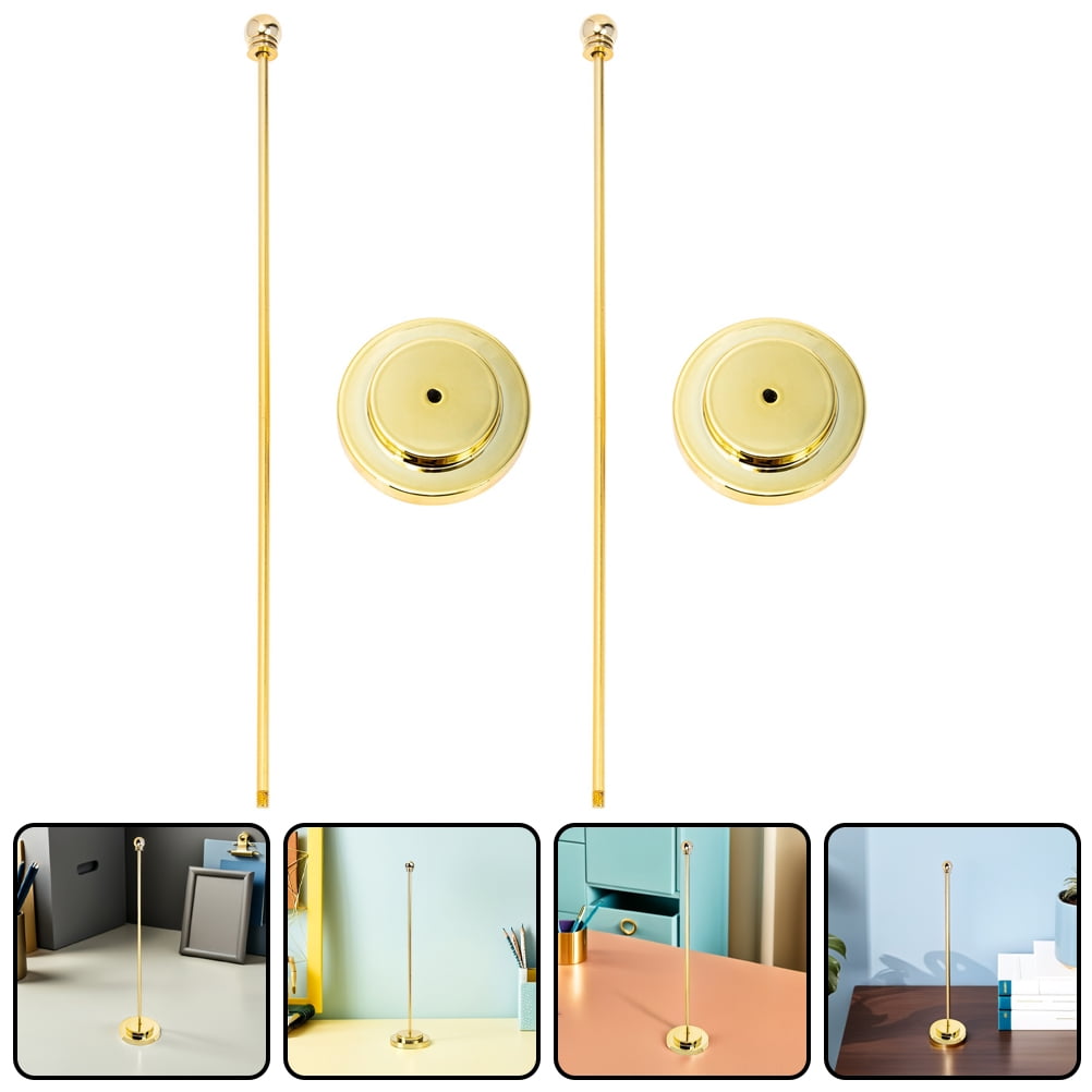 Luxshiny 2Pcs Golden Metal Flag Pole Stand Table Flag Pole with Stable ...