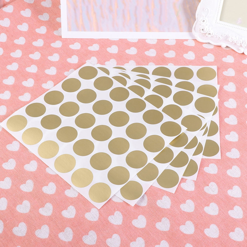 Luxshiny 300pcs Self Adhesive Game Stickers Golden Paper Round Scratch ...
